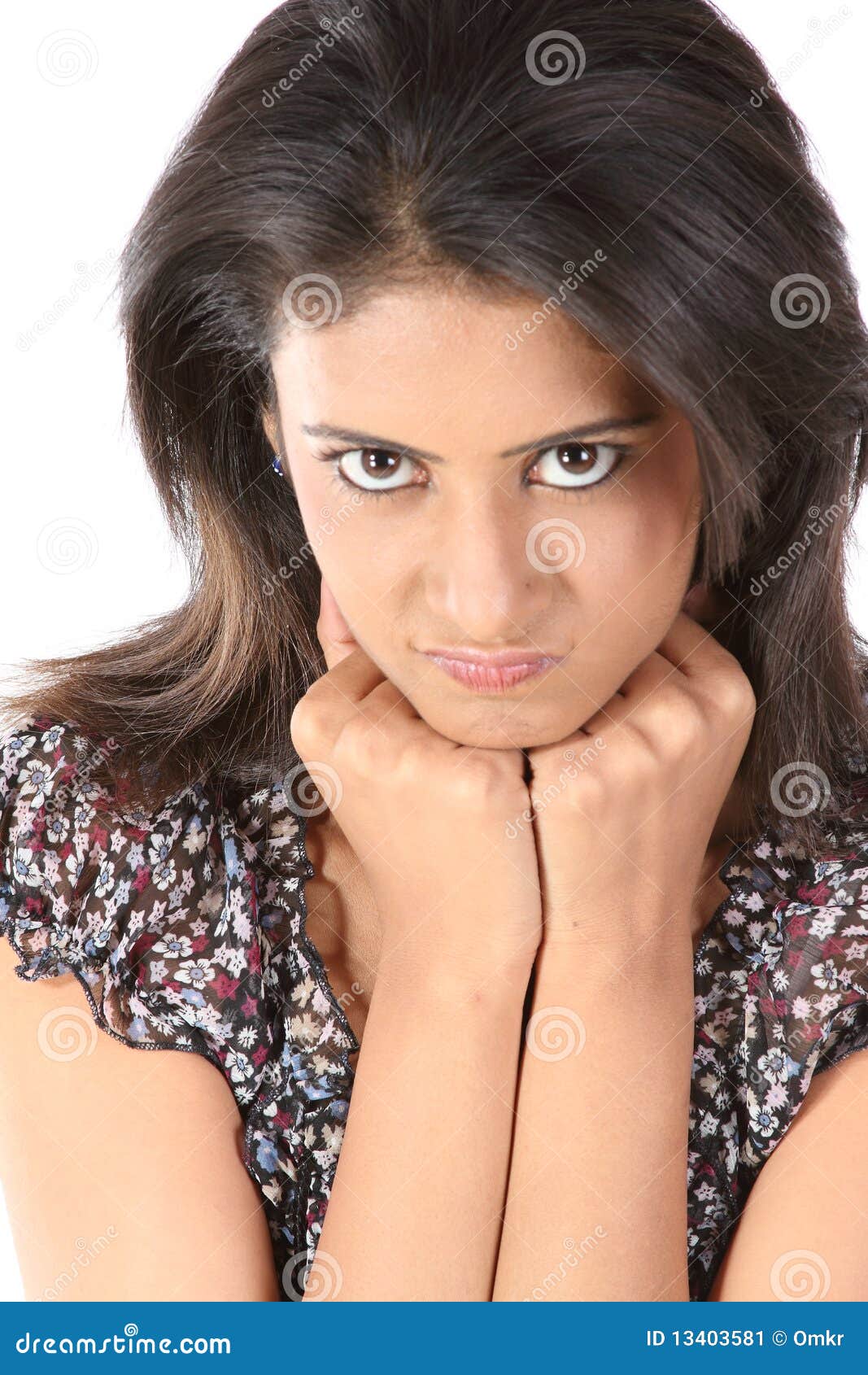 Young Woman with an Angry Expression Stock Image - Image of firm, frown ...
