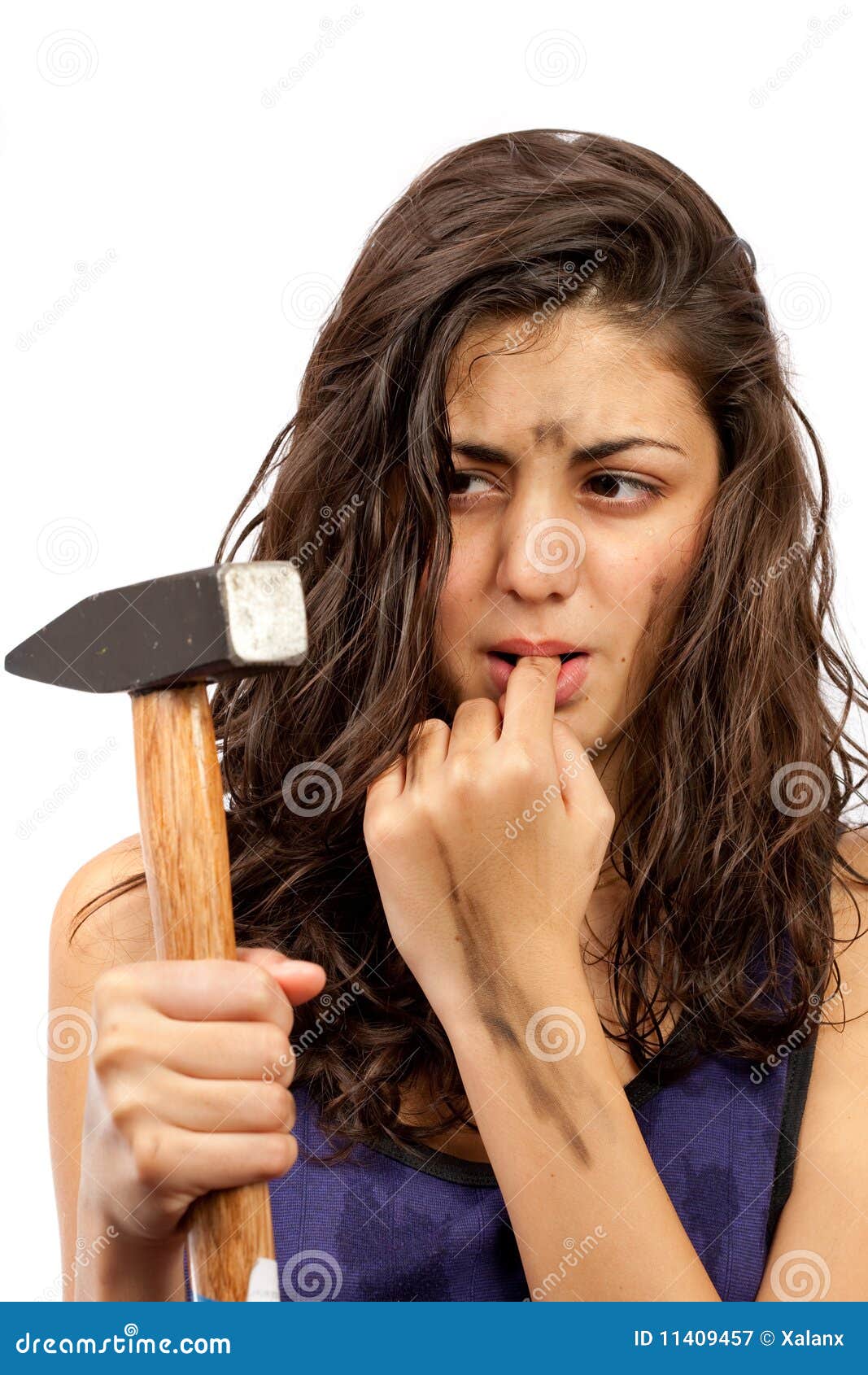 Young Woman Angry after Hitting Herself Stock Image - Image of ...