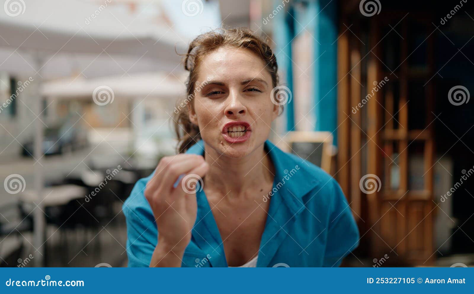 Young Woman Angry Standing at Street Stock Image - Image of beautiful ...