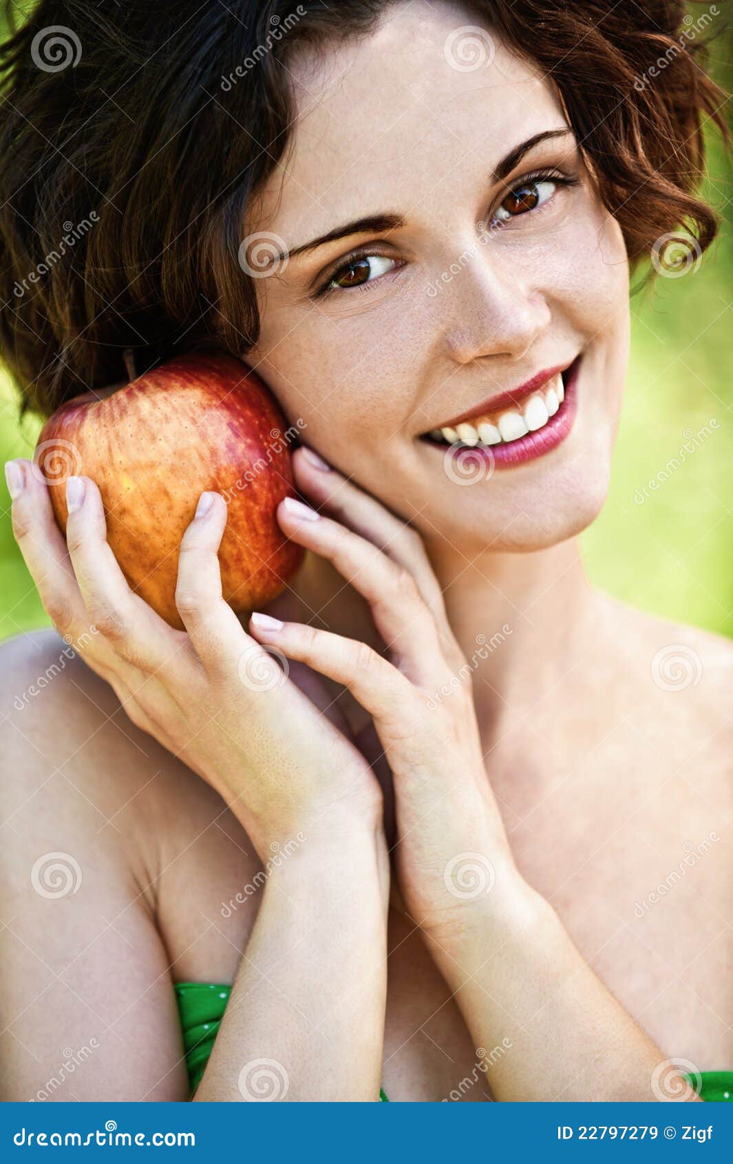 Young woman with apple stock image. Image of face, cute - 22797279