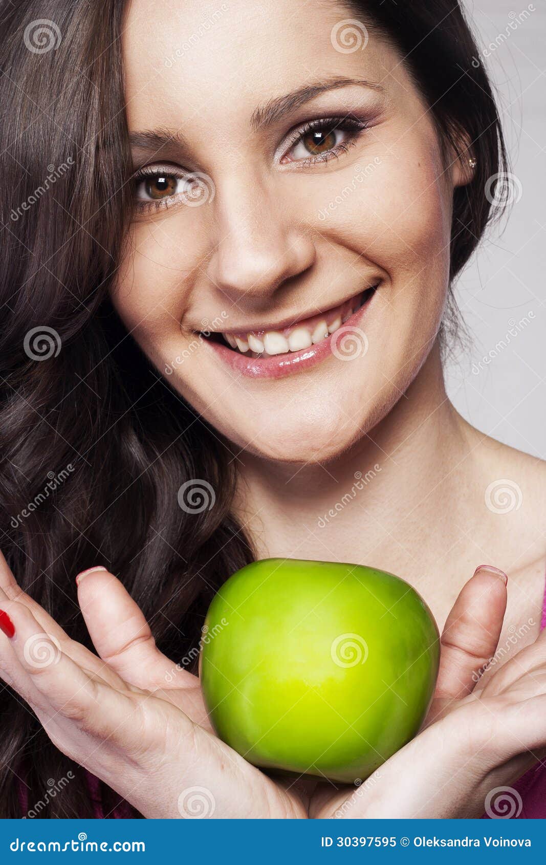 Young woman with an apple stock image. Image of fruit - 30397595