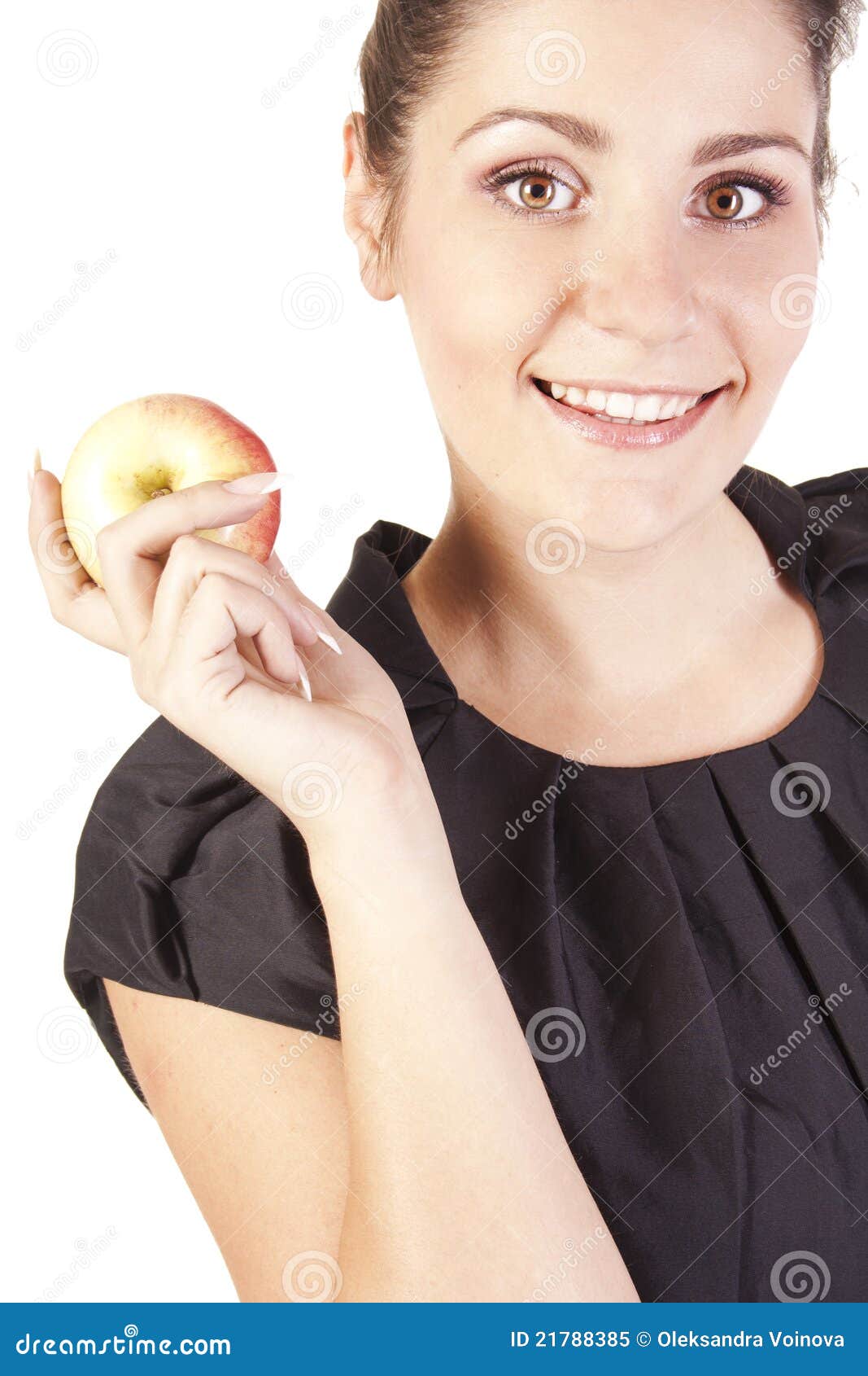 Young Woman with Apples Showing Hand Ok Stock Image - Image of healthy ...