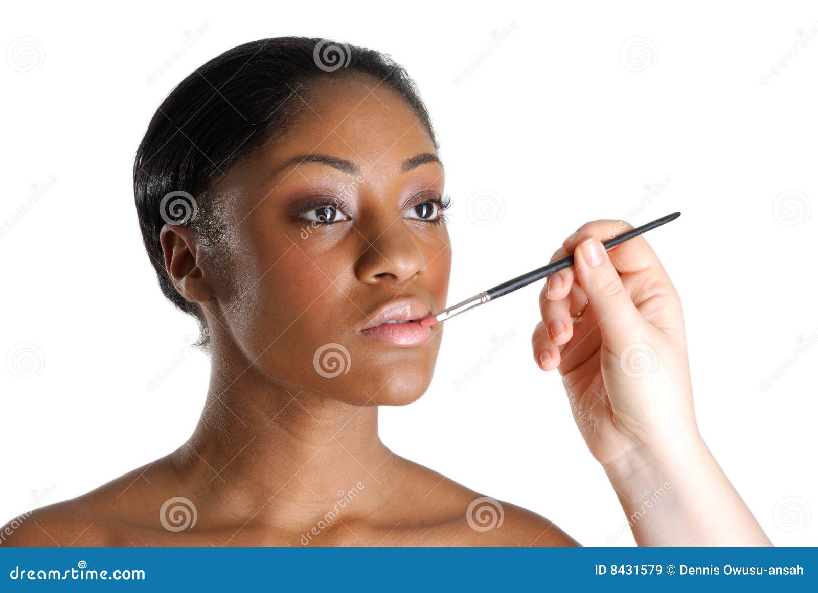 Young Woman Applying a Lip Brush Stock Image - Image of lips, female ...