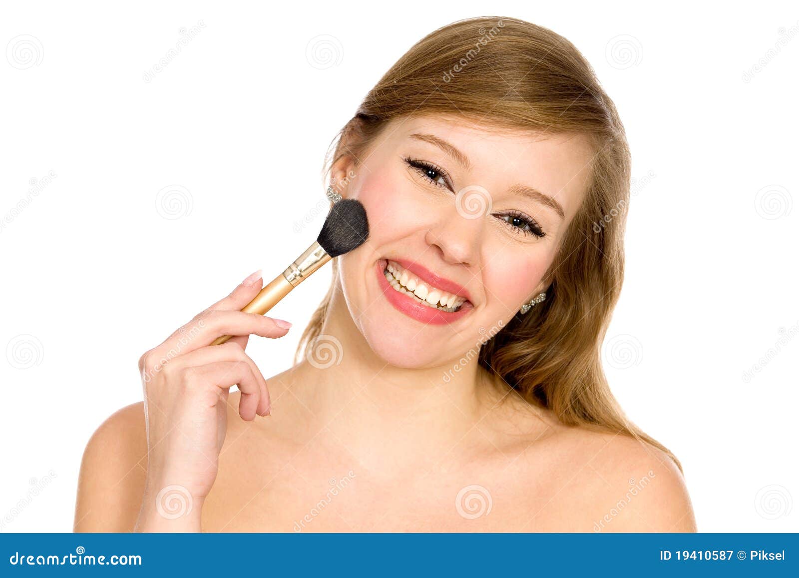 Young Woman Applying Make-up Stock Image - Image of people, natural ...