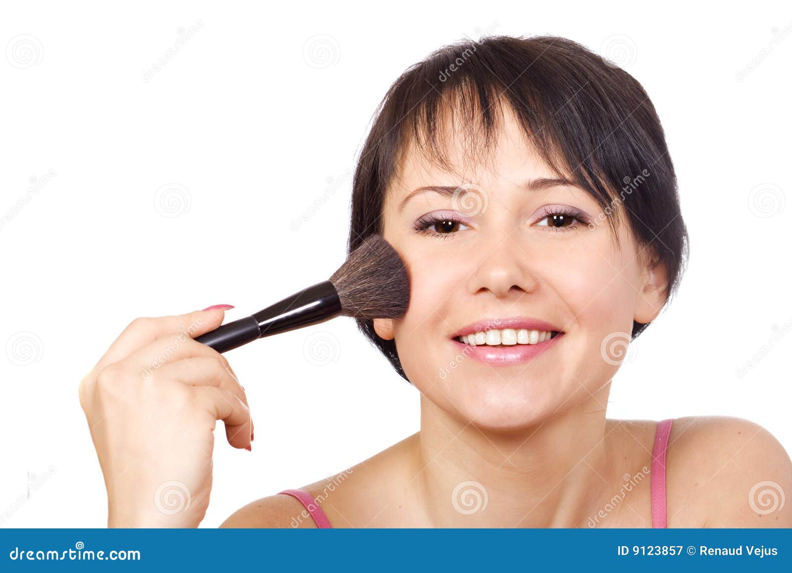 Young Woman Applying Powder Stock Image - Image of cosmetic, health ...