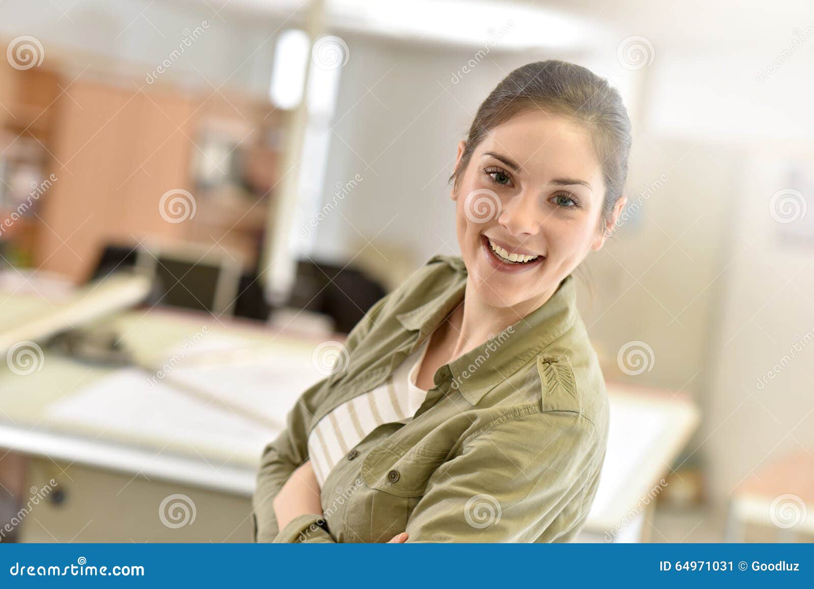 Young Woman Apprentice at Office Stock Image - Image of businesswoman ...