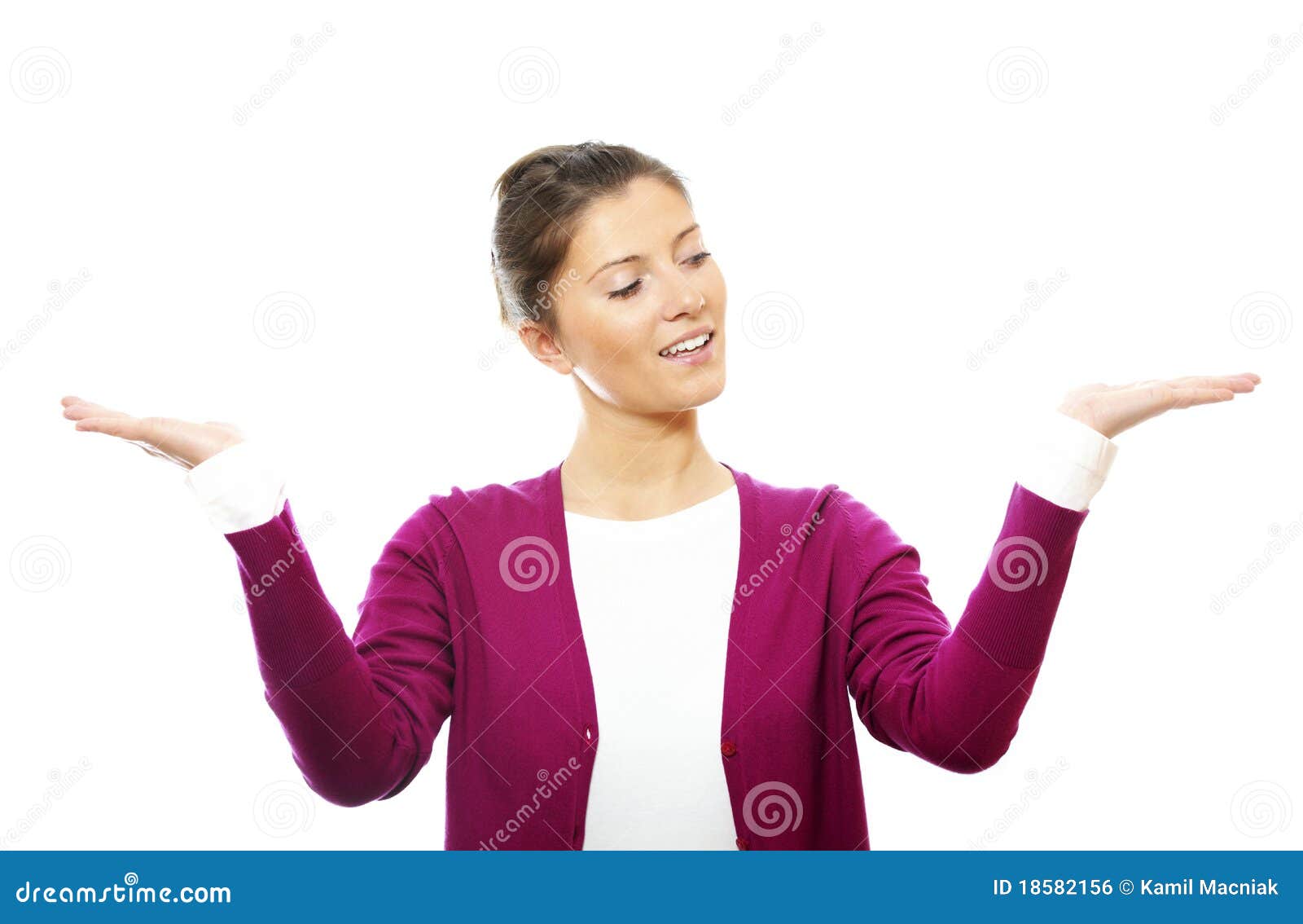 Young Woman with Arms Raised Up Stock Photo - Image of woman, hair ...