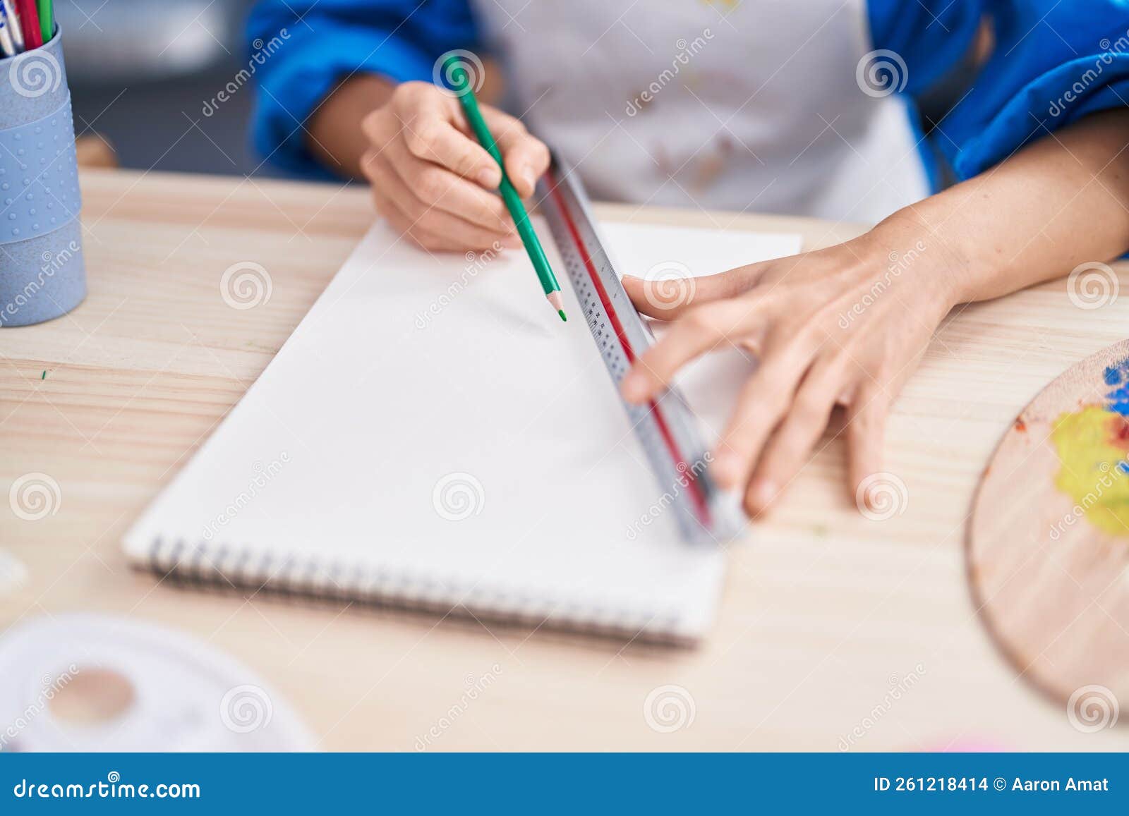 Young Woman Artist Drawing on Notebook at Art Studio Stock Photo ...