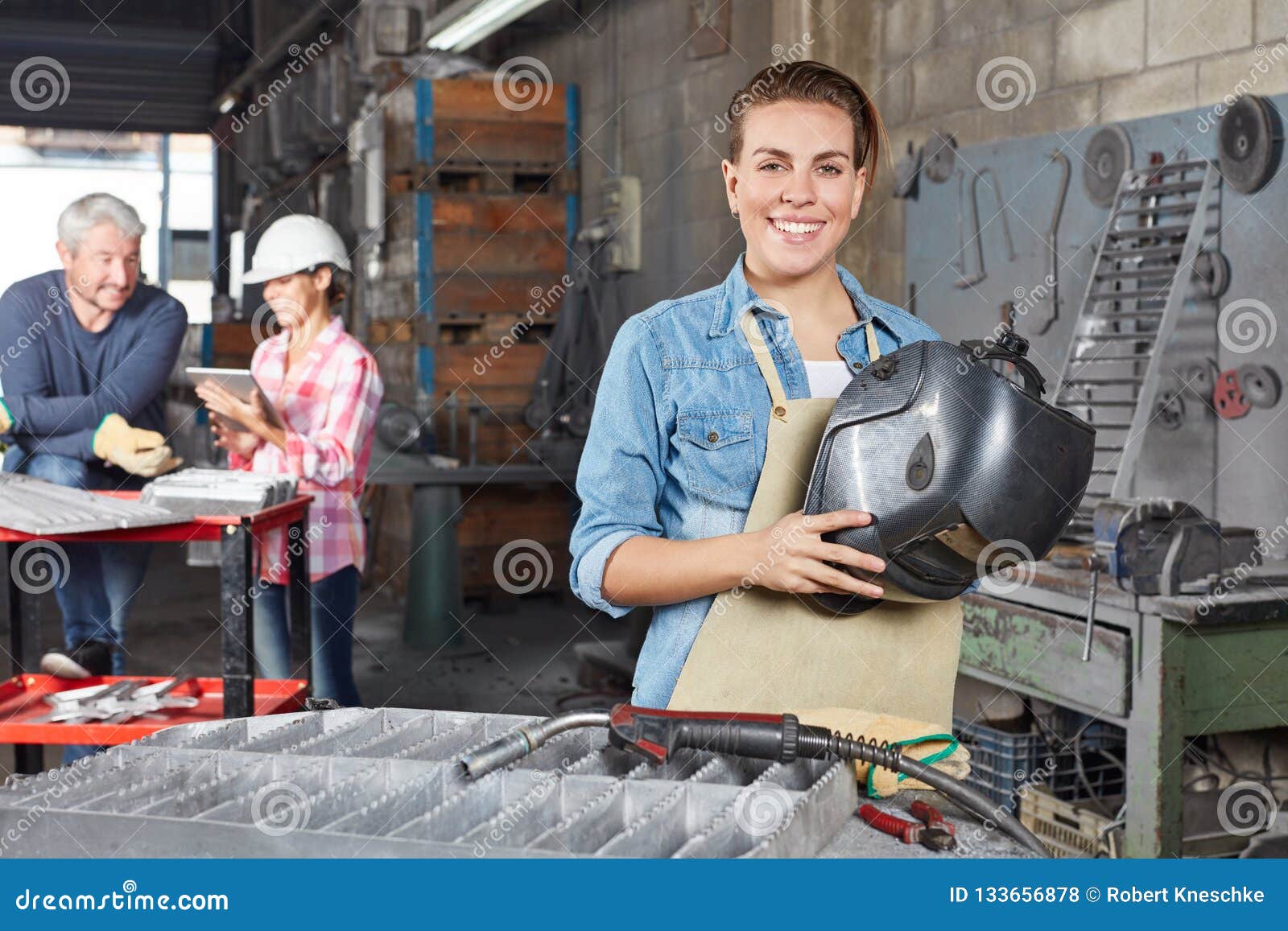 Young Woman As Metalworker Apprentice Stock Photo - Image of industry ...
