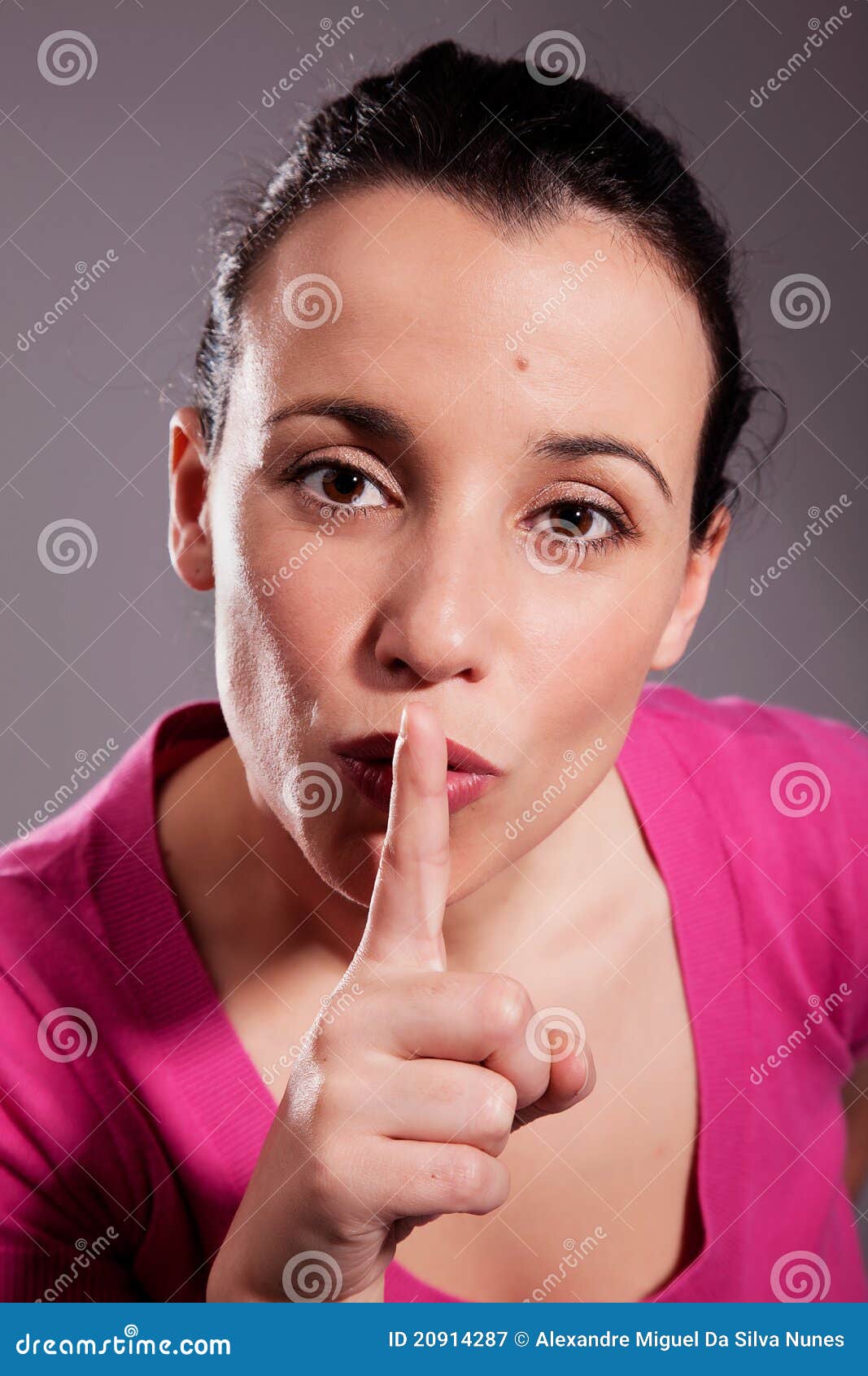 Young Woman Asking for Silence Stock Image - Image of gesture, cute ...