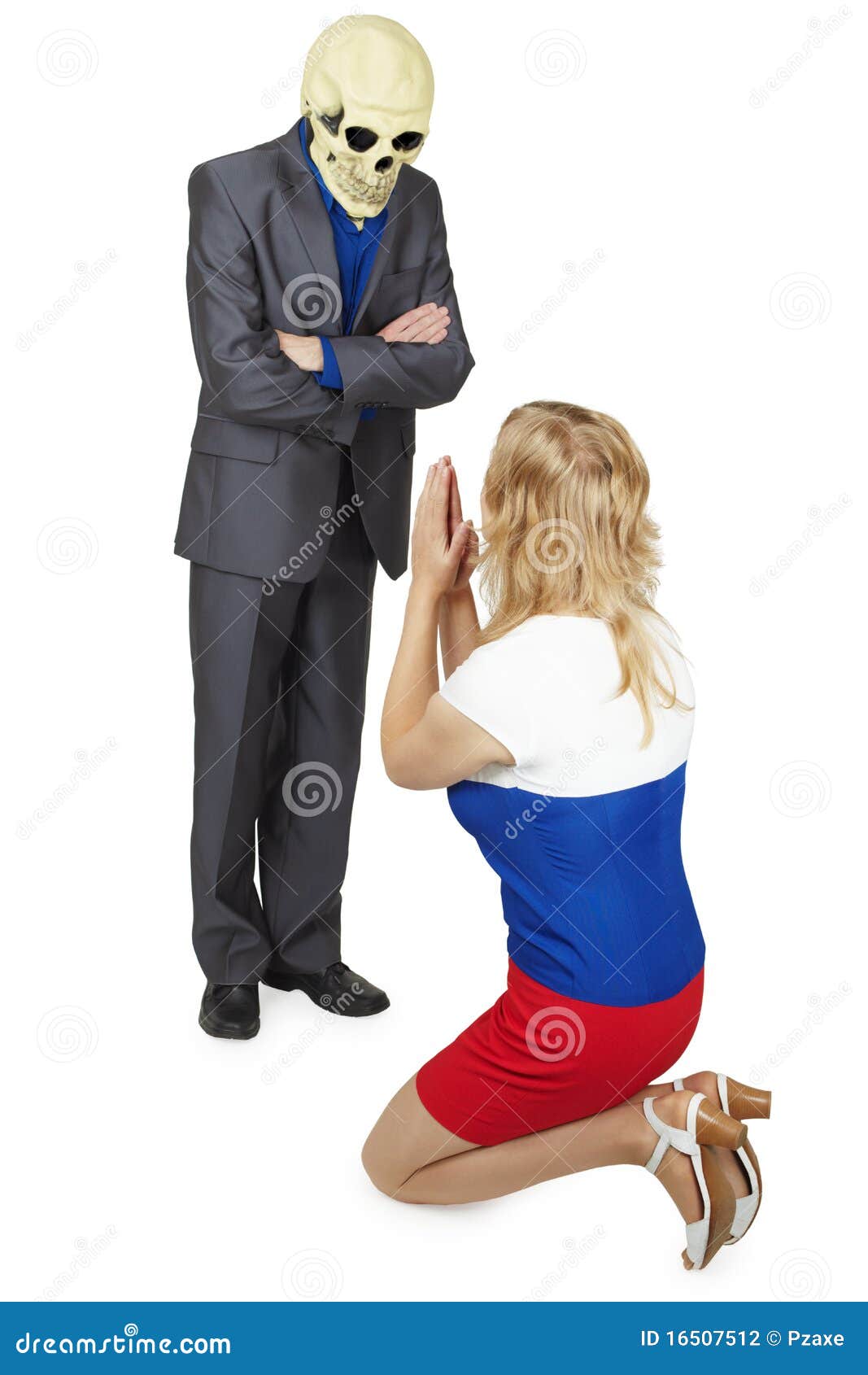 Young Woman Asks Death about Mercy Stock Photo - Image of halloween ...