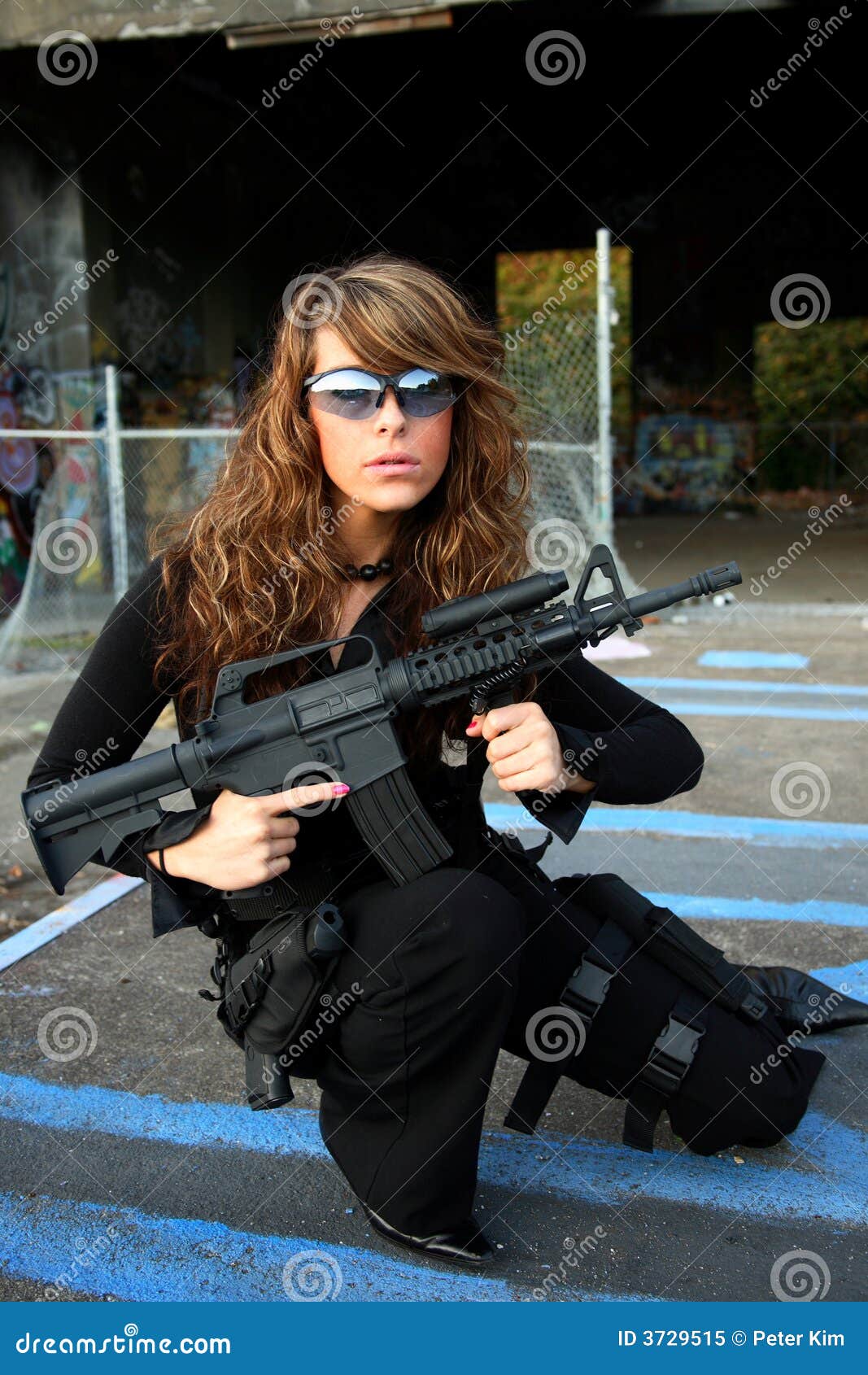 Young Woman with Assault Rifle Stock Image - Image of girlfriend ...