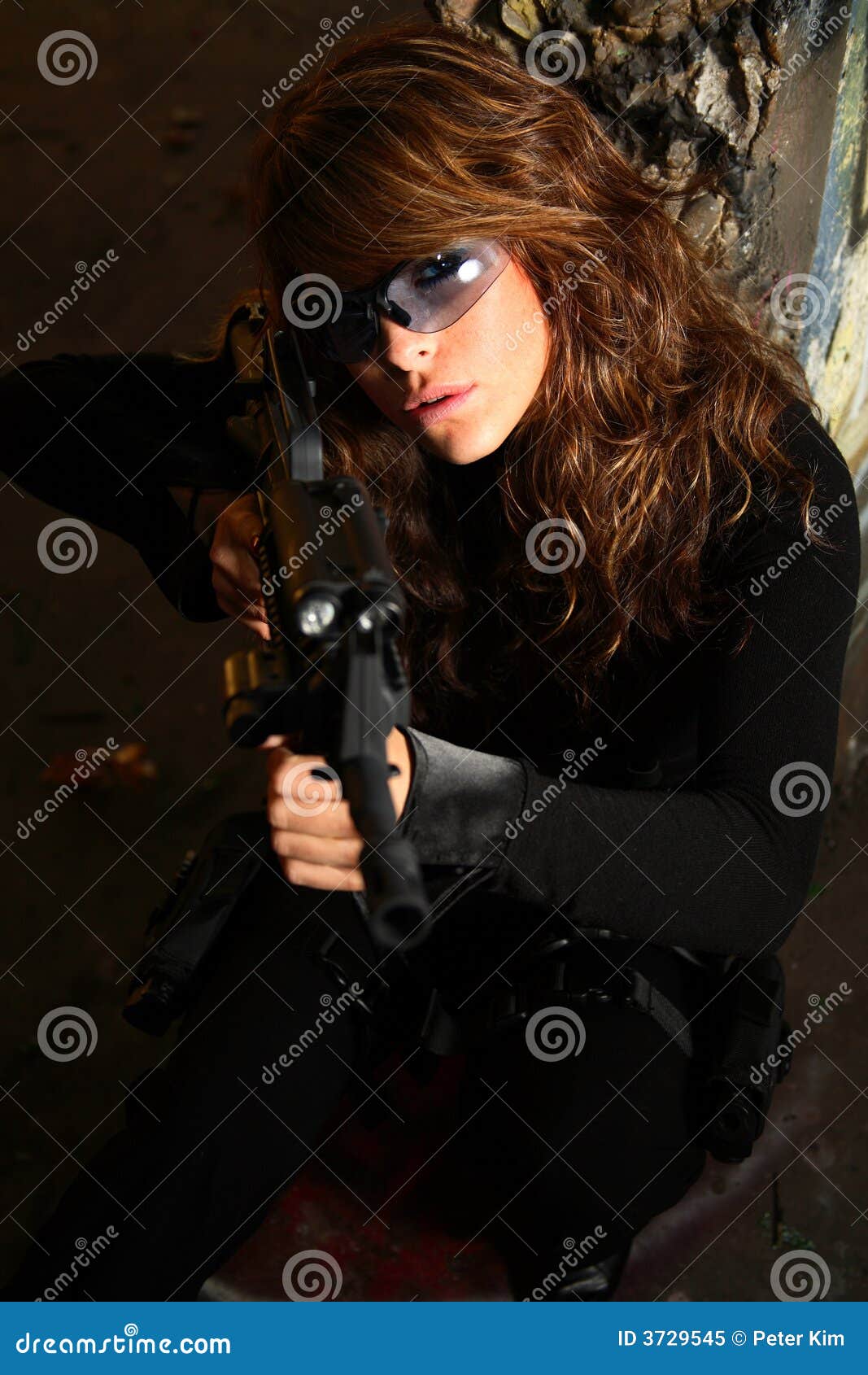 Young Woman with Assault Rifle Stock Image - Image of enforcement ...