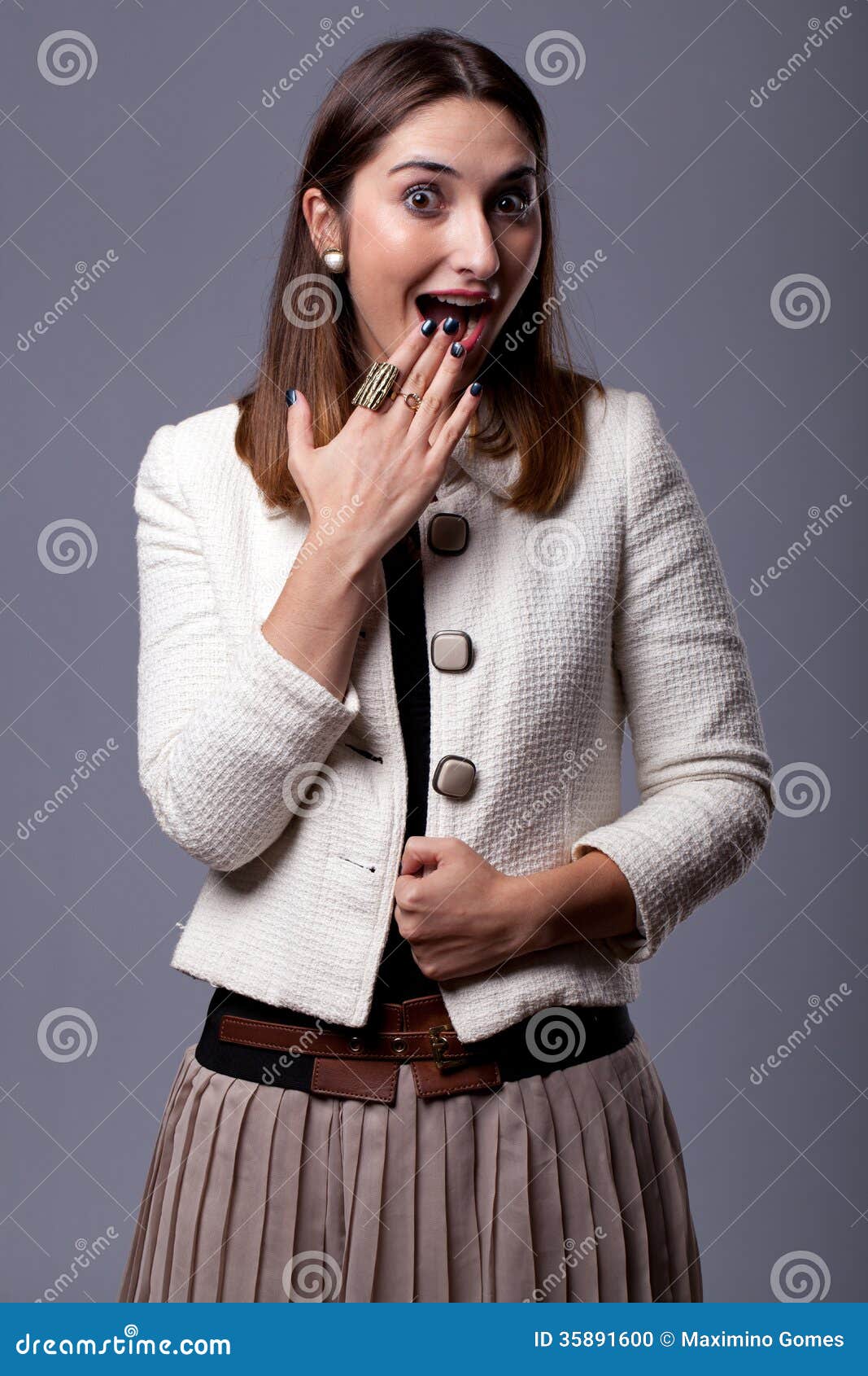Young Woman with Astonished Expression Stock Photo - Image of caucasian ...
