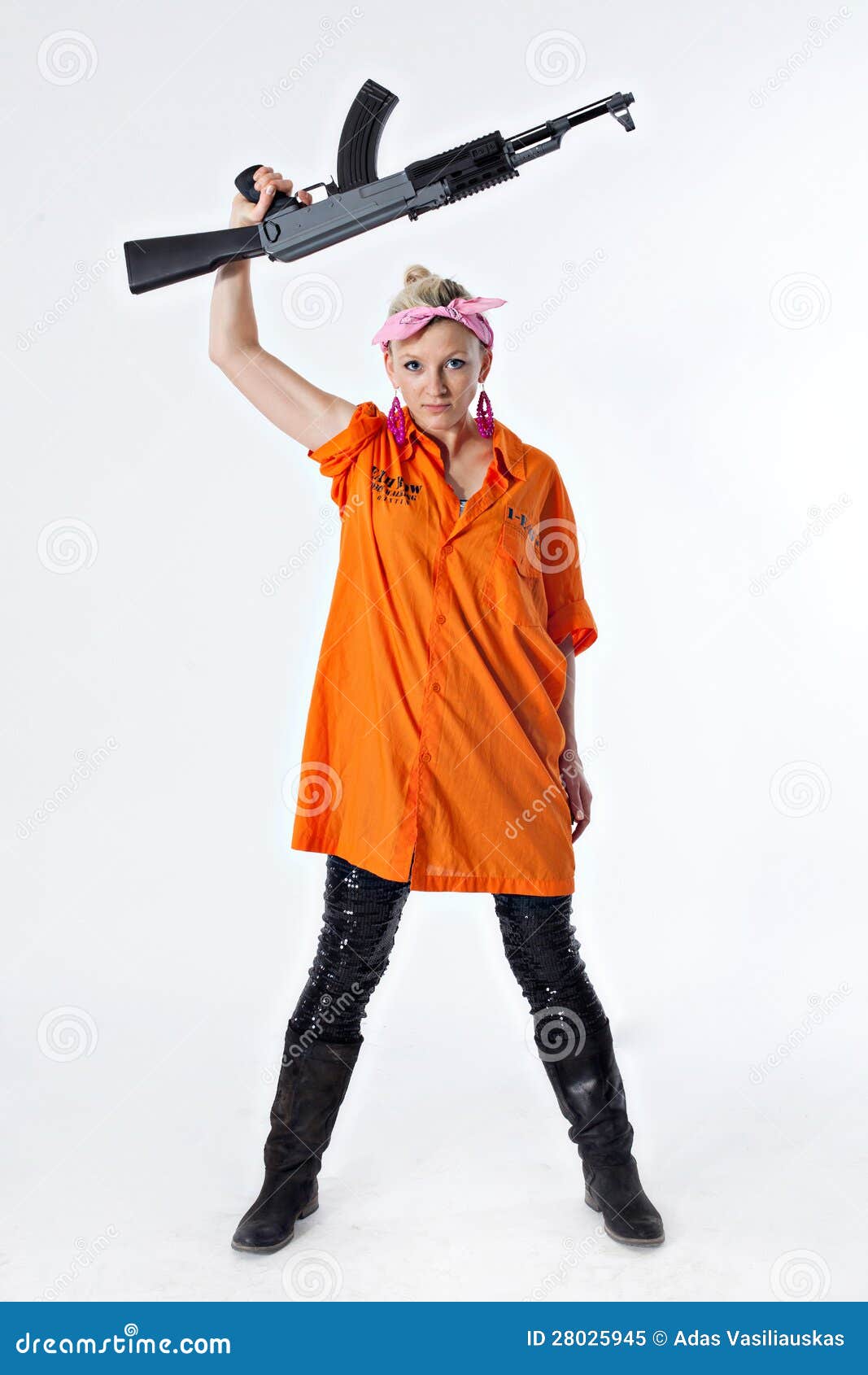 Young Woman with Automatic Rifle Stock Image - Image of fullsize ...