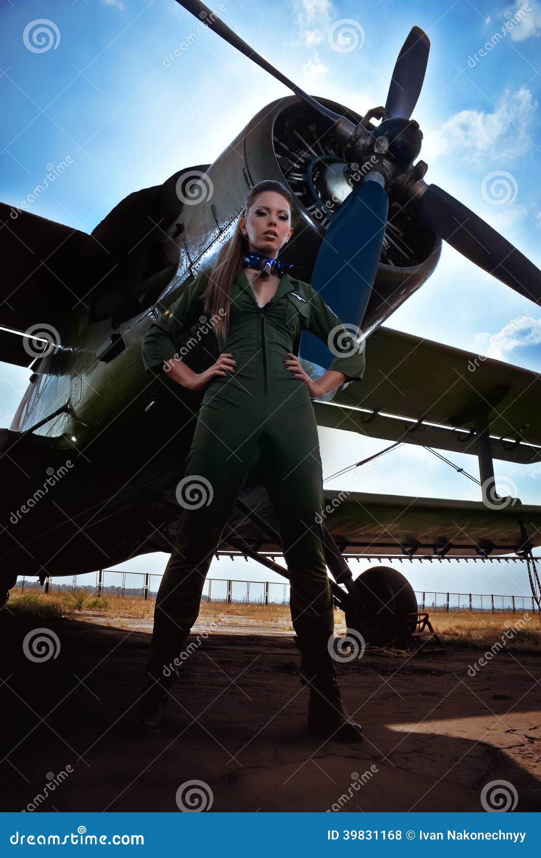 Young woman aviator stock photo. Image of pilot, bright - 39831168