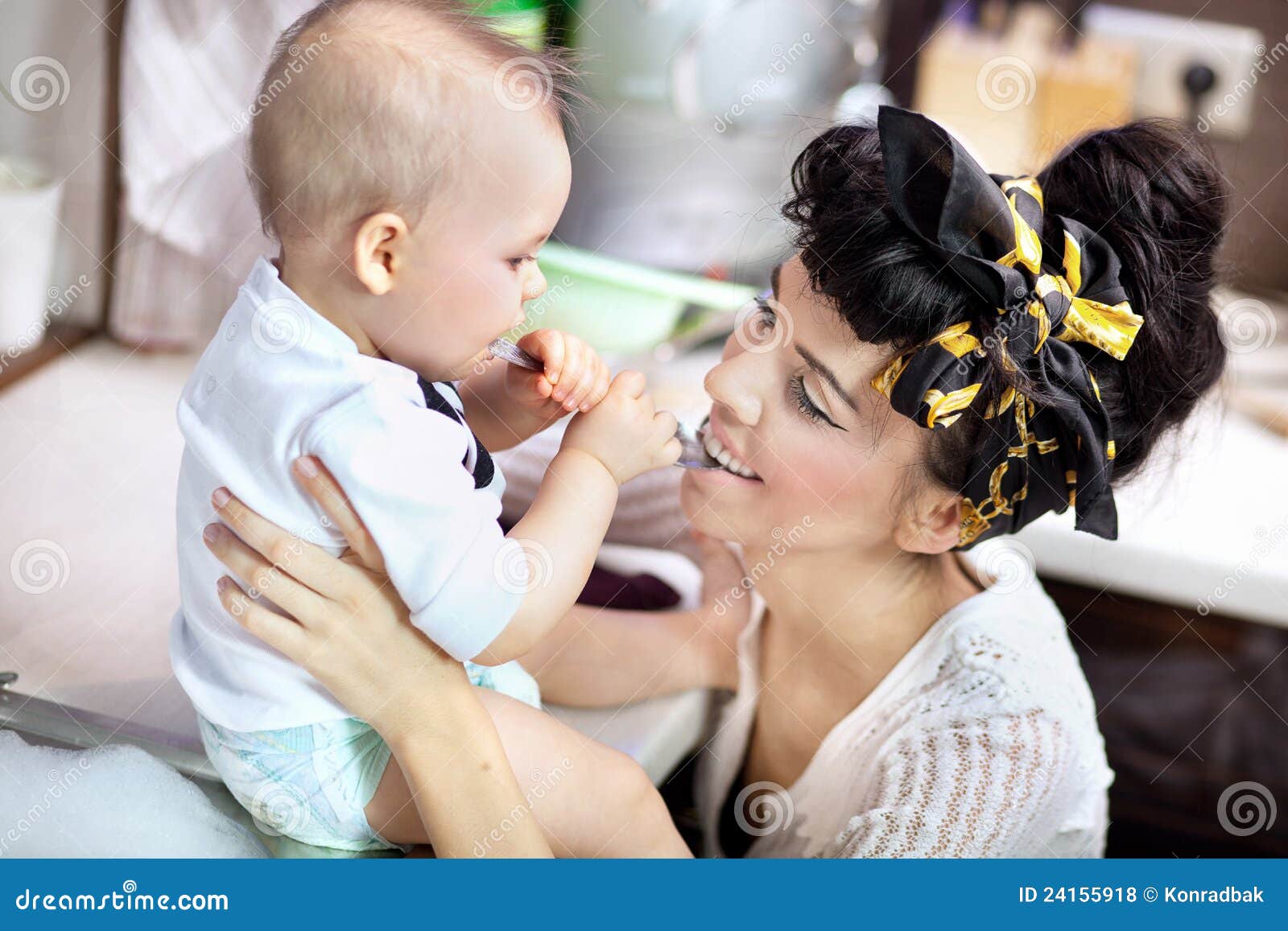 Young woman with baby stock photo. Image of life, family - 24155918