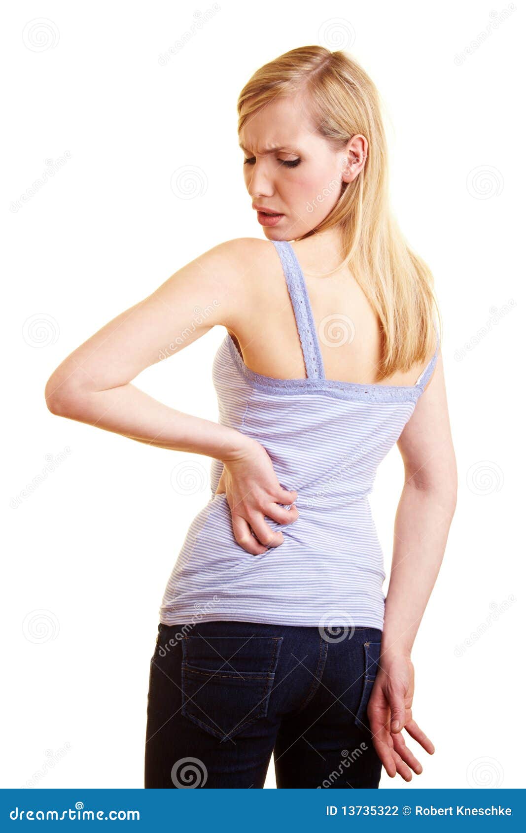 Young woman with back pain stock photo. Image of effort - 13735322
