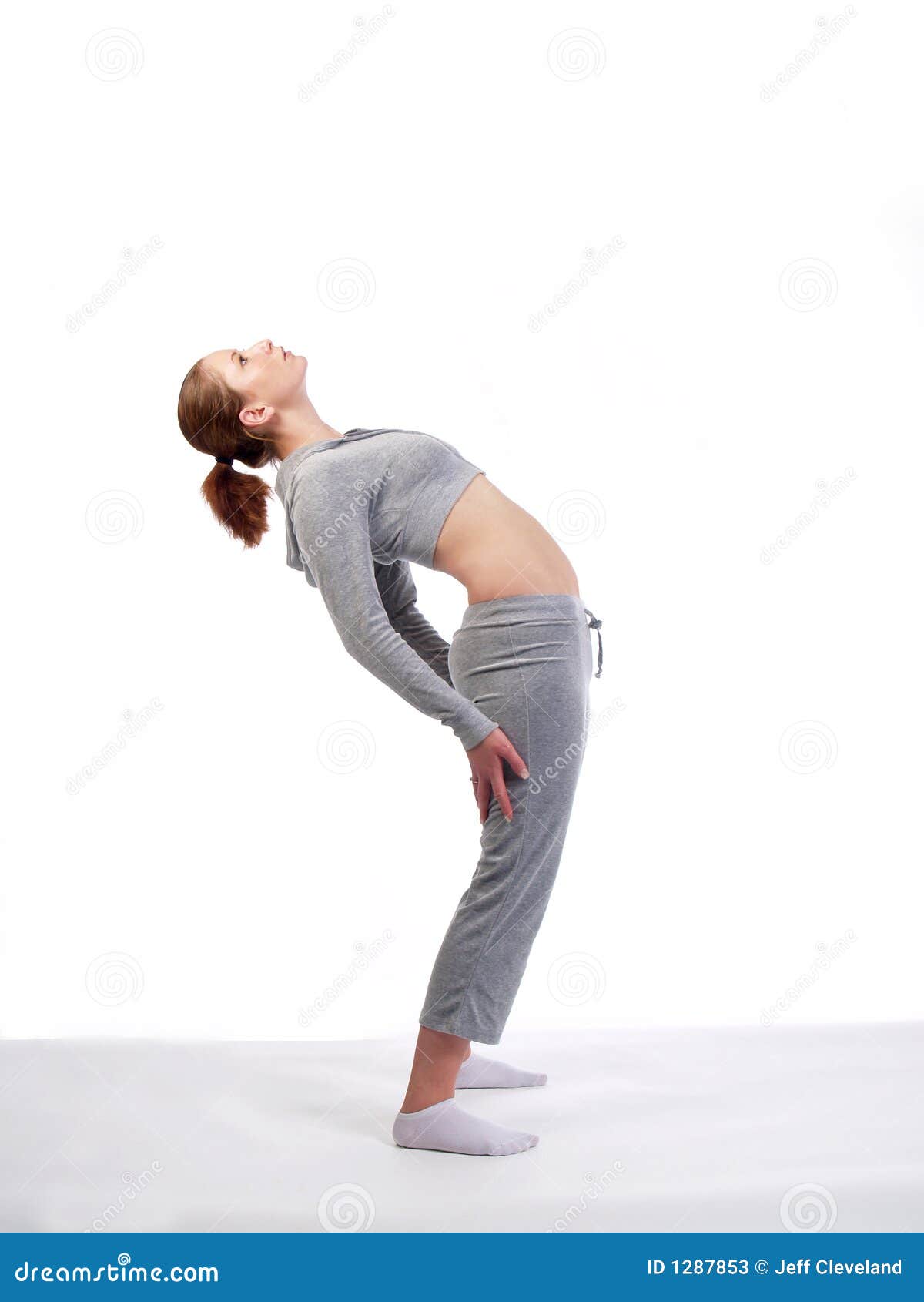Young Woman Back Stretch stock image. Image of head, stretching - 1287853