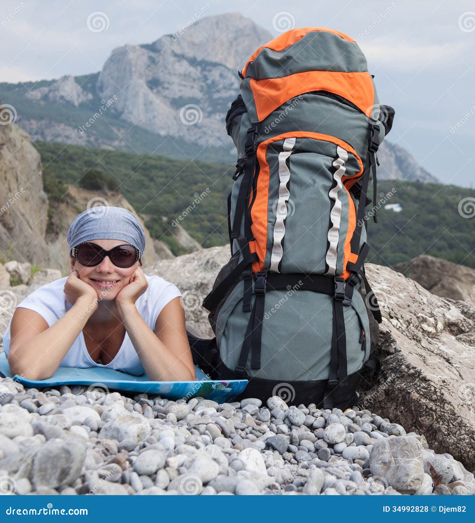 Young woman with backpack stock photo. Image of lifestyle - 34992828