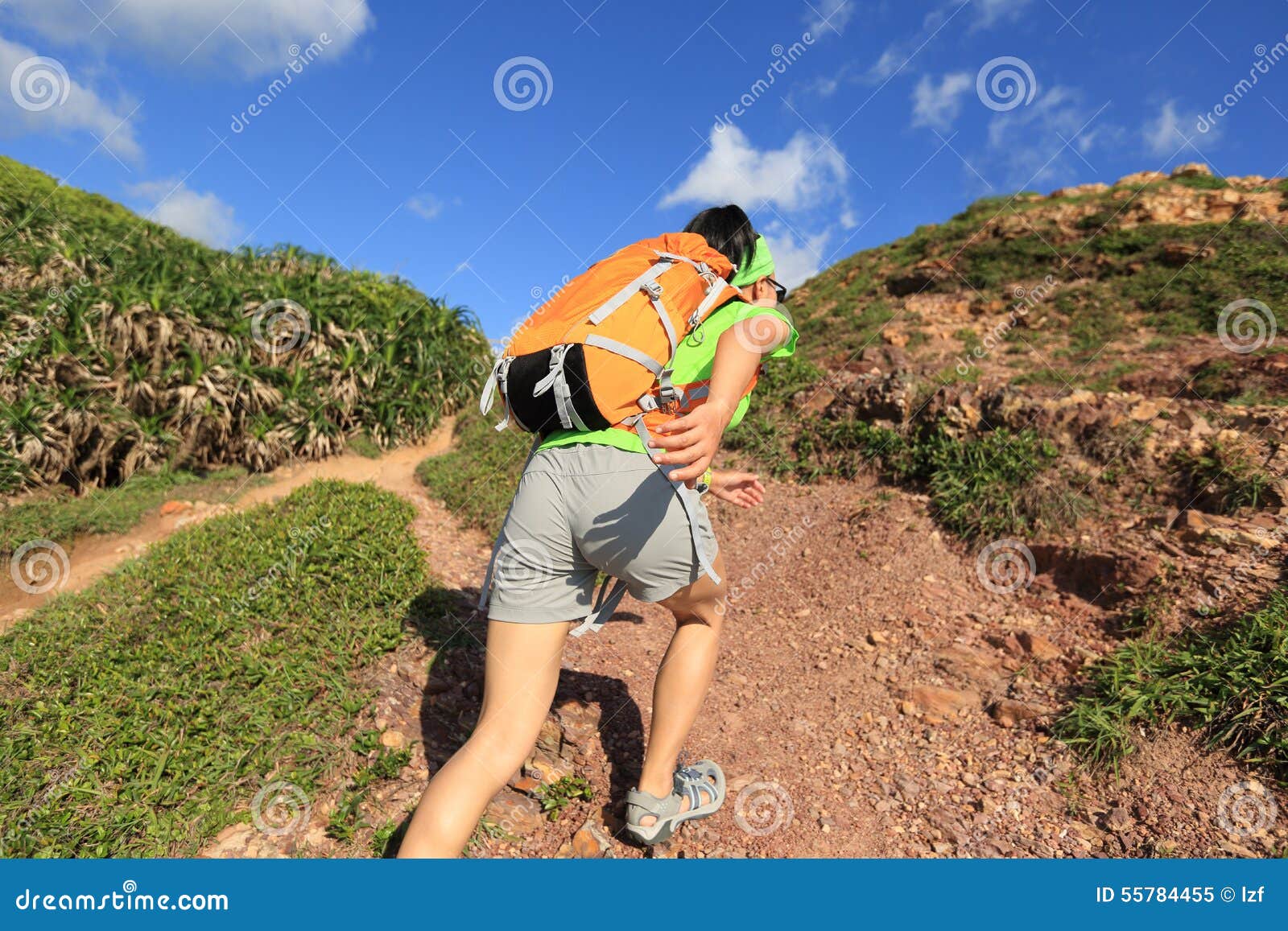 Young Woman Backpacker Walking Stock Image - Image of backpack, hike ...