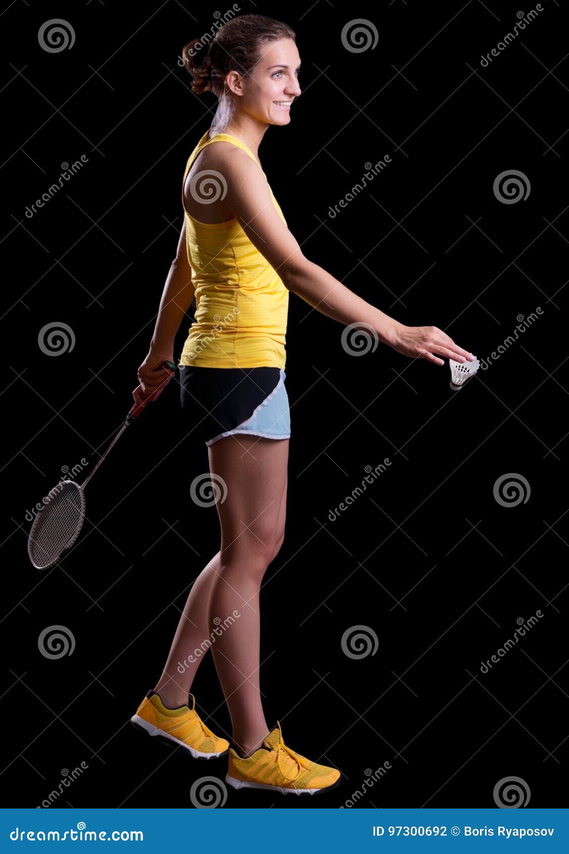 Young Woman Badminton Player Stock Photo - Image of individual ...