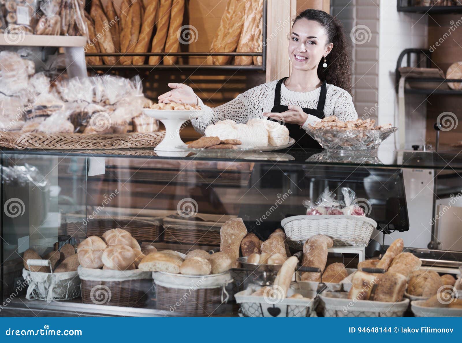 Young Woman at Bakery Display Stock Photo - Image of european, adult ...