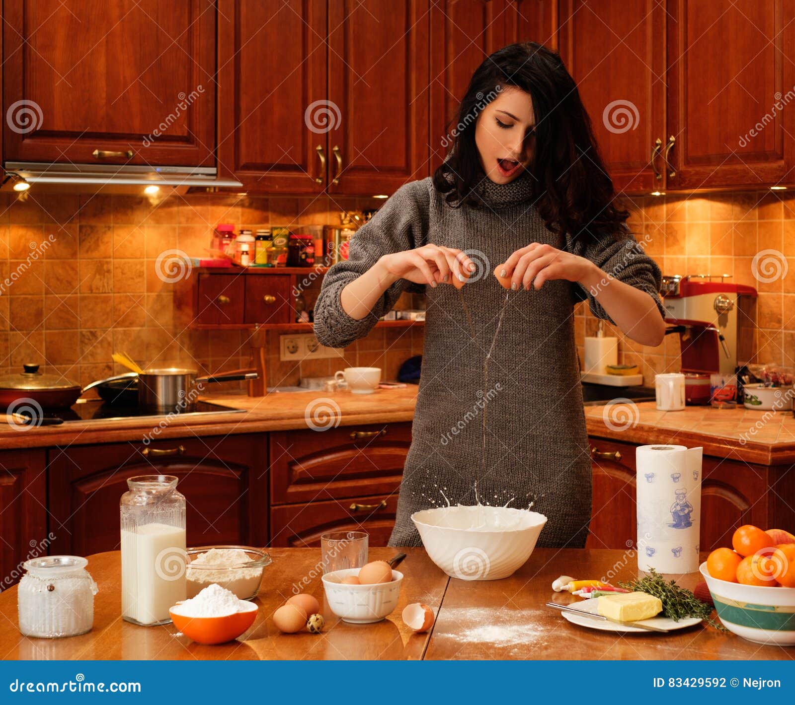 Young woman baking at home stock photo. Image of cookies - 83429592