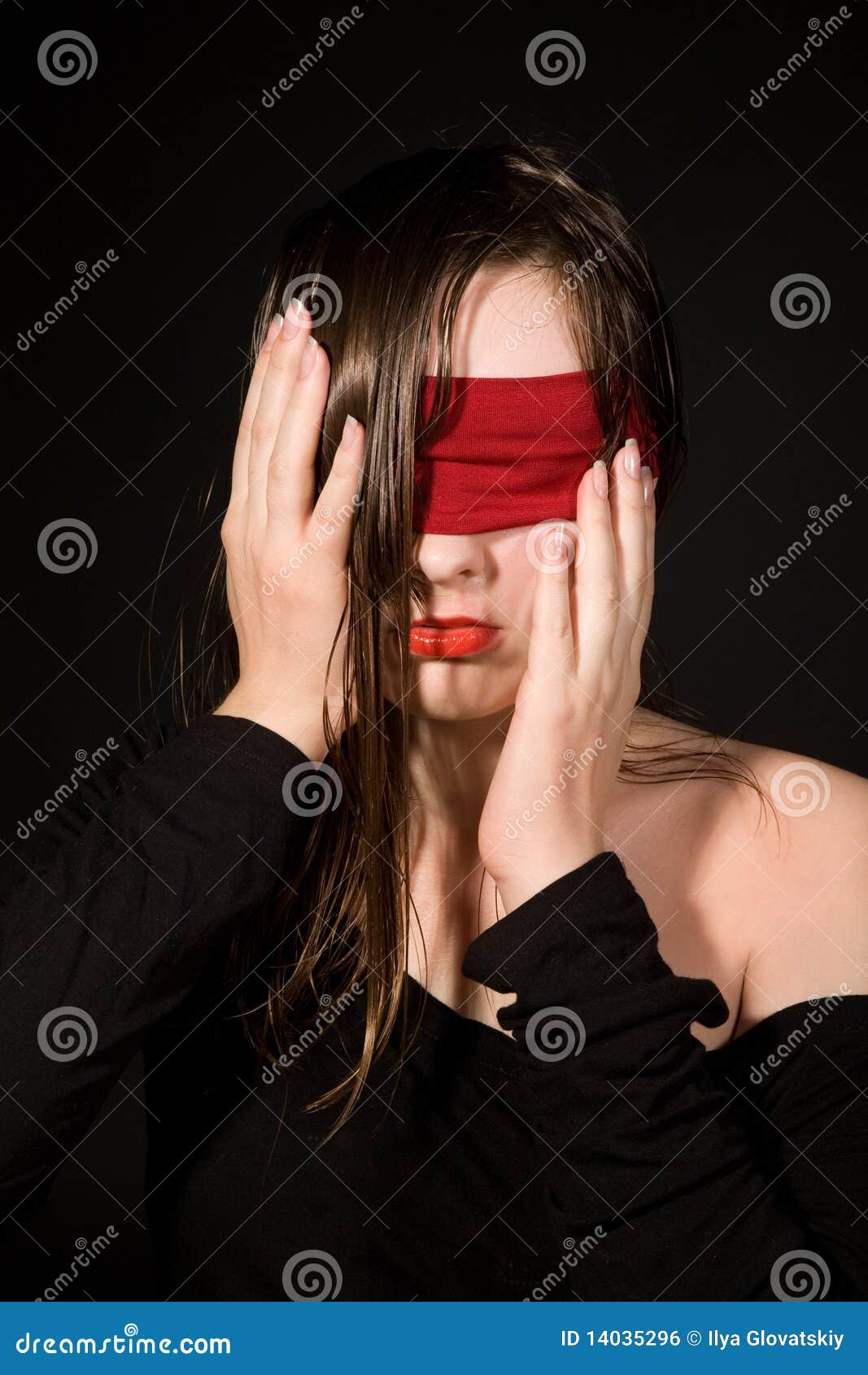 Young Woman With Bandage On Her Eyes Stock Photo - Image: 14035296