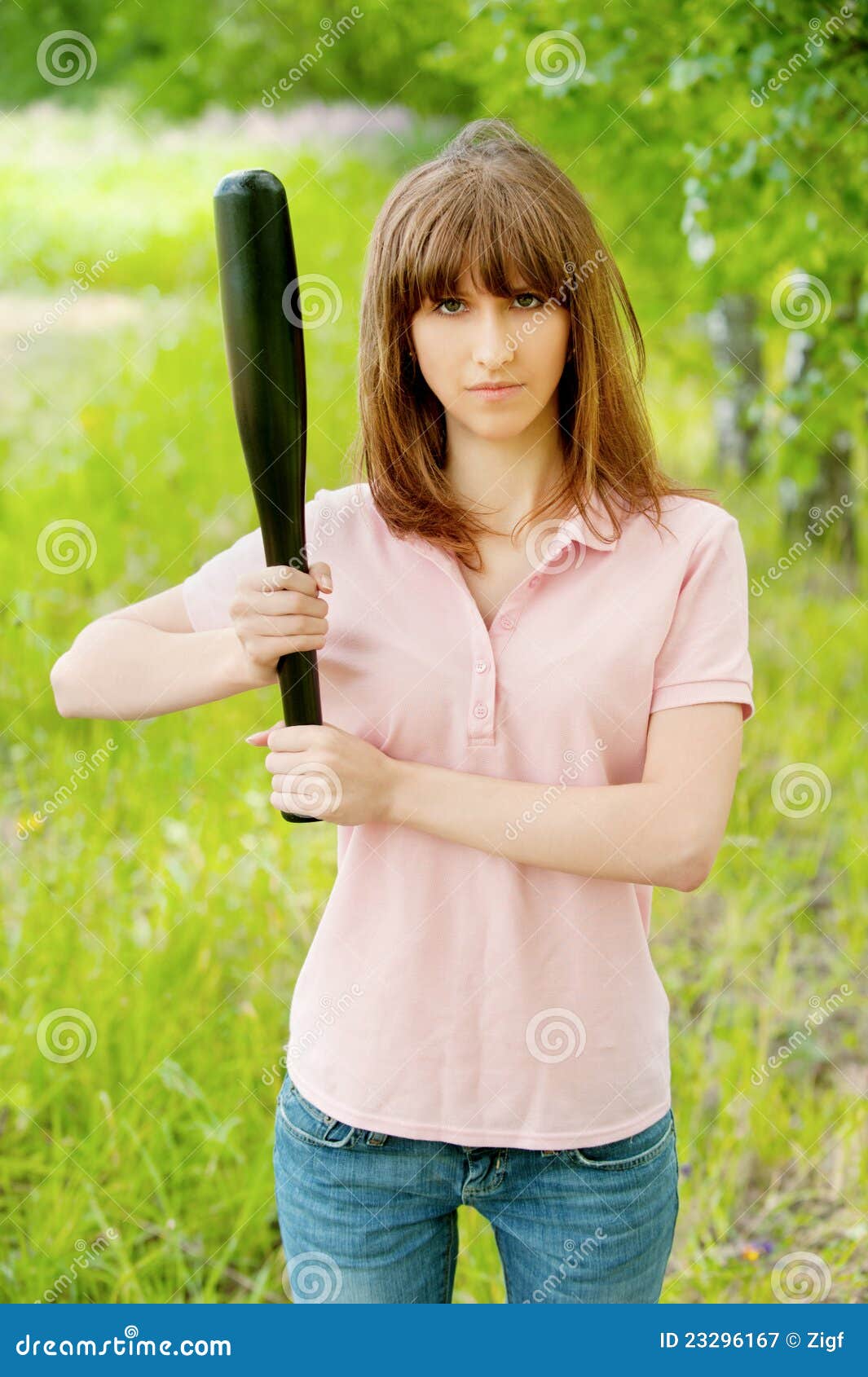 Young woman with bat stock image. Image of person, girl - 23296167