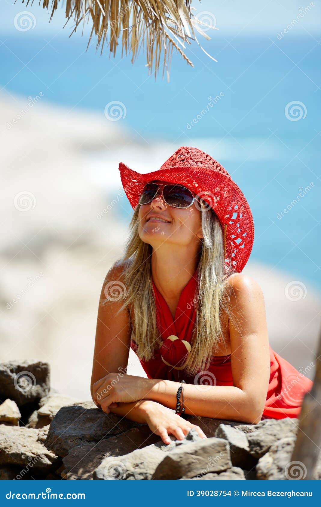 Young Woman on the Beach in Summer Stock Photo - Image of outside ...