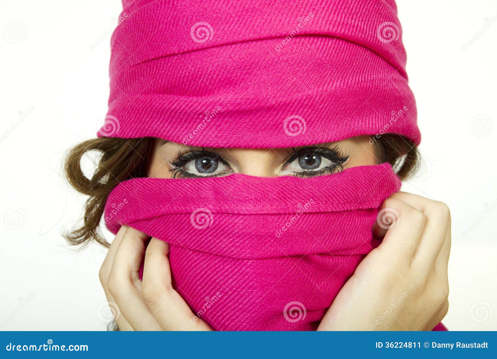 Young Woman With Beautiful Eyes Wearing Scarf Stock Image Image Of