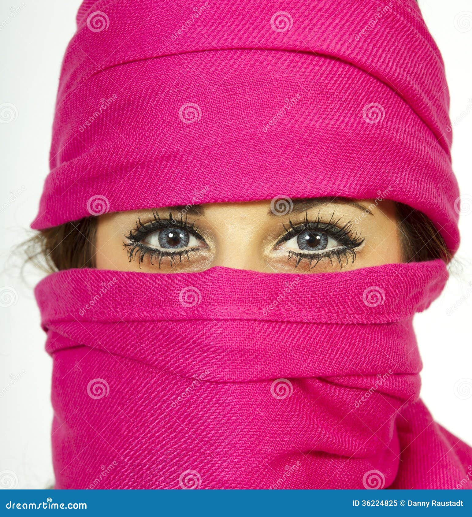 Young Woman With Beautiful Eyes Wearing Scarf Stock Image Image Of