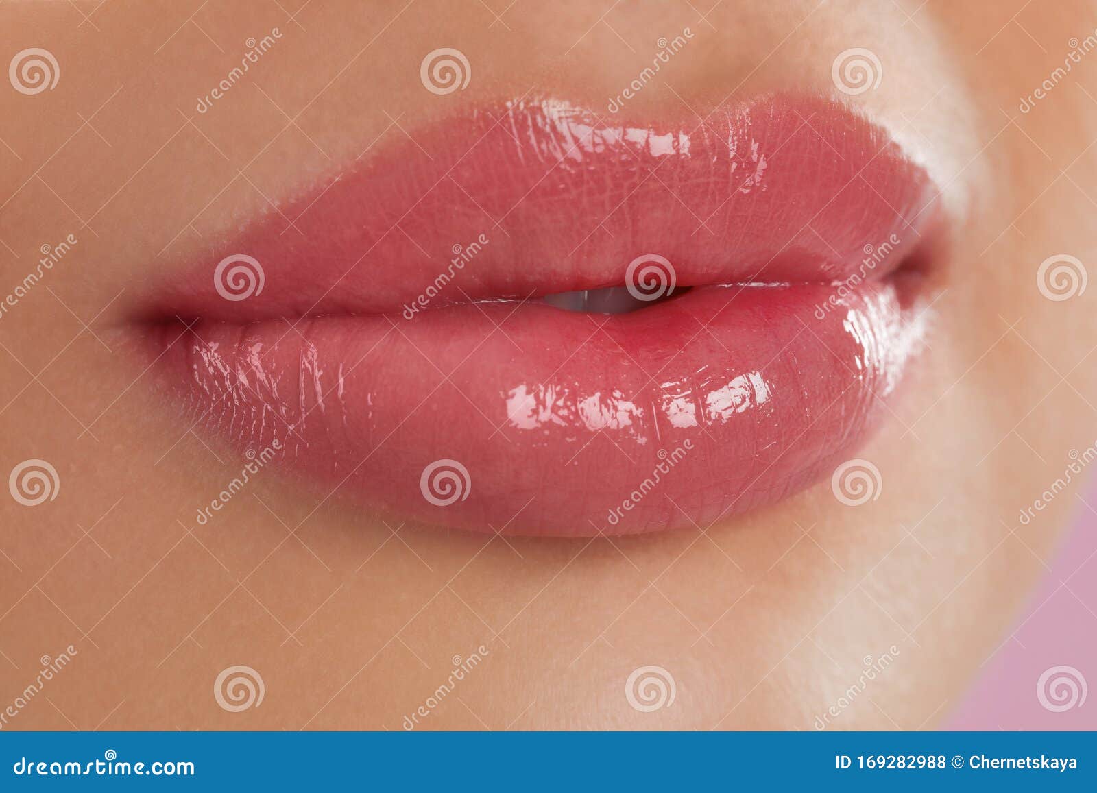 Young Woman with Beautiful Full Lips Stock Photo - Image of nude ...