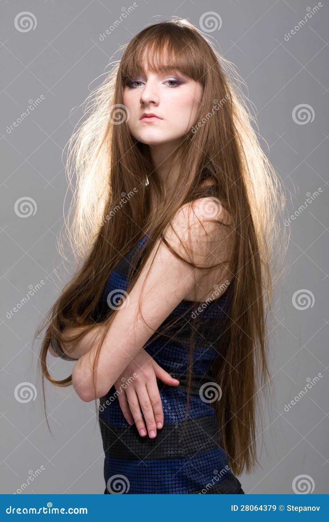 Young Woman with Beautiful Hair in Backlight Stock Image - Image of ...