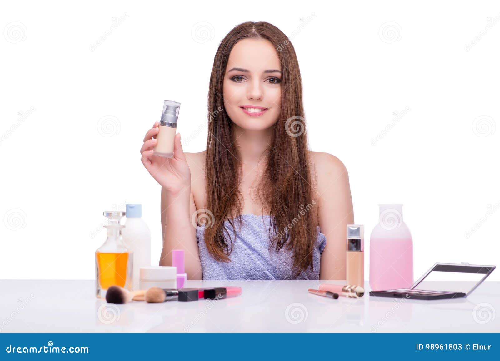 The Young Woman In Beauty Make Up Isolated On White Stock Image Image