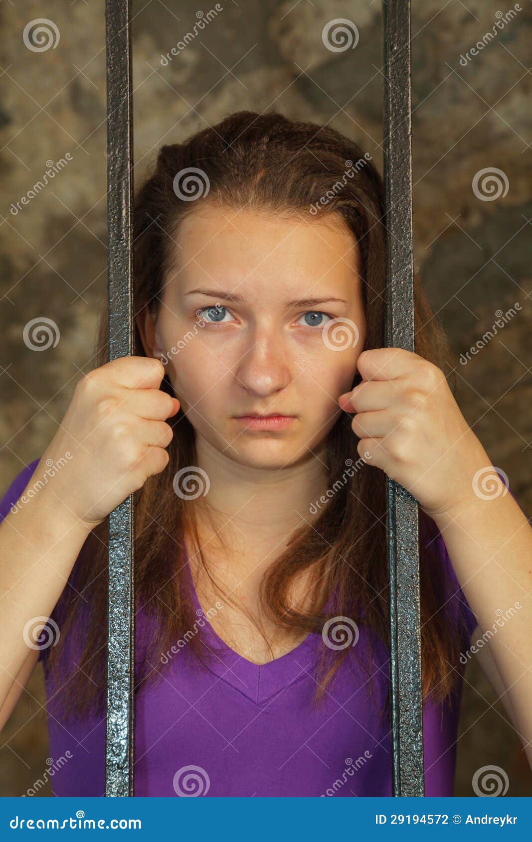 Young Woman Behind the Bars Stock Photo - Image of dark, human: 29194572
