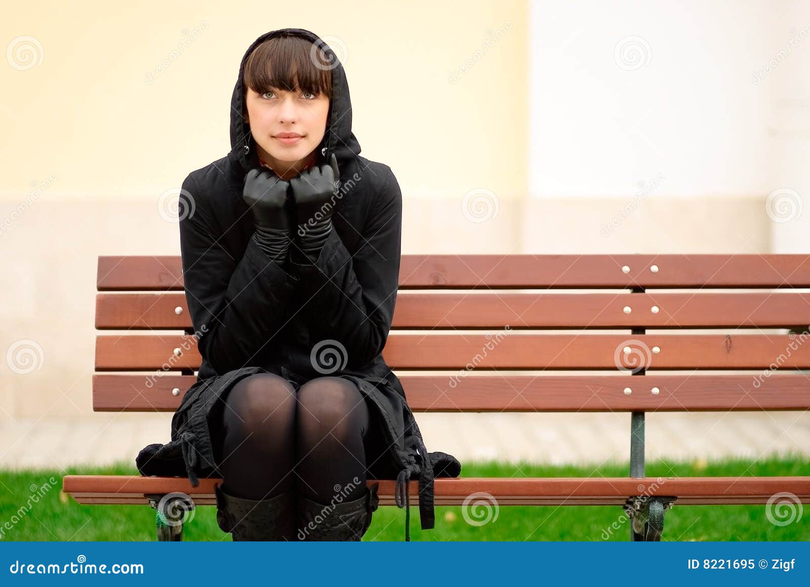 Young woman on bench stock image. Image of attractive - 8221695