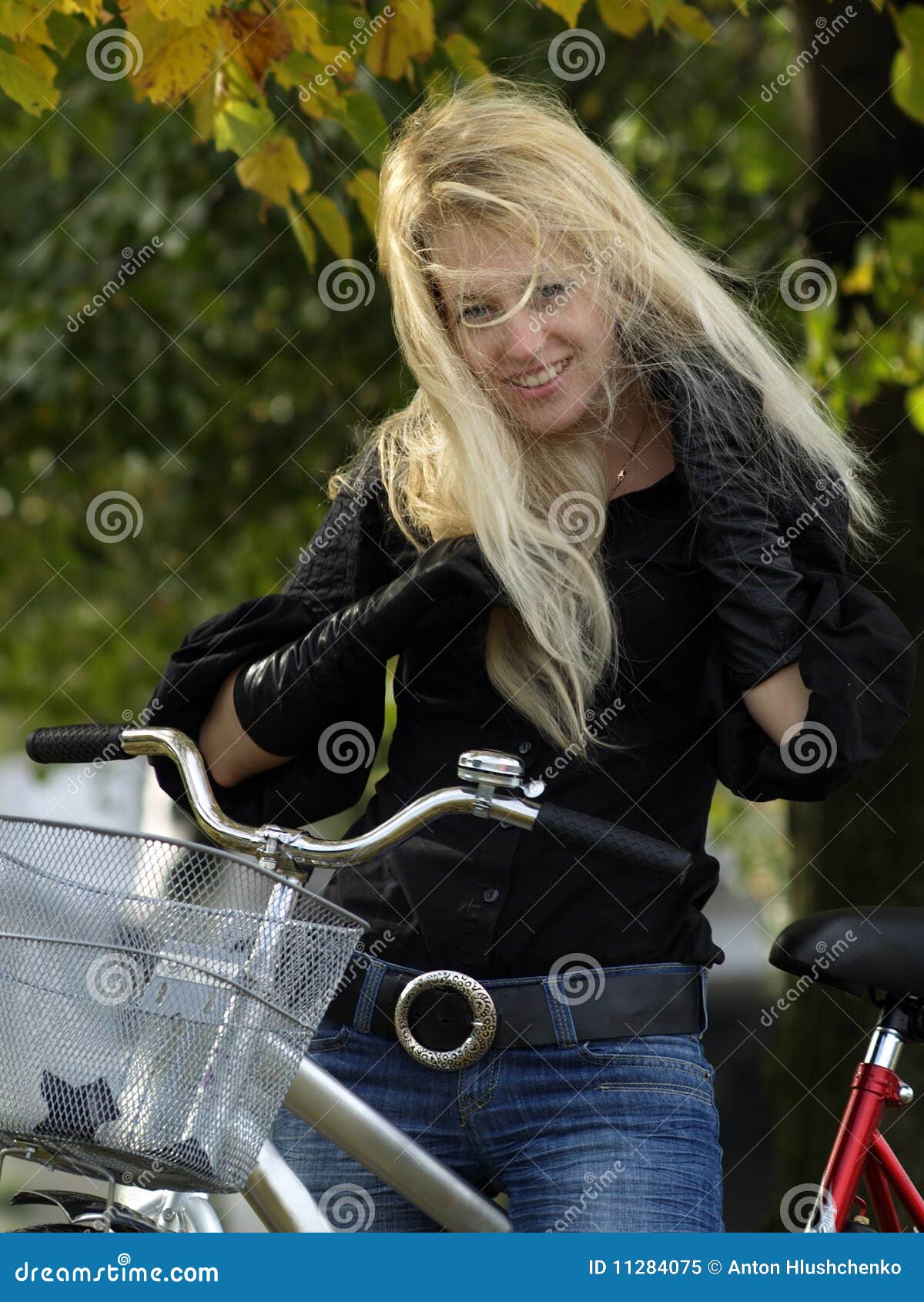 Young woman on bicylce stock image. Image of happiness - 11284075