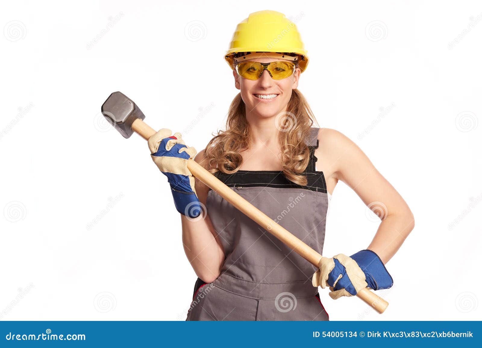 Young Woman with a Big Hammer Stock Photo - Image of young, demolition ...