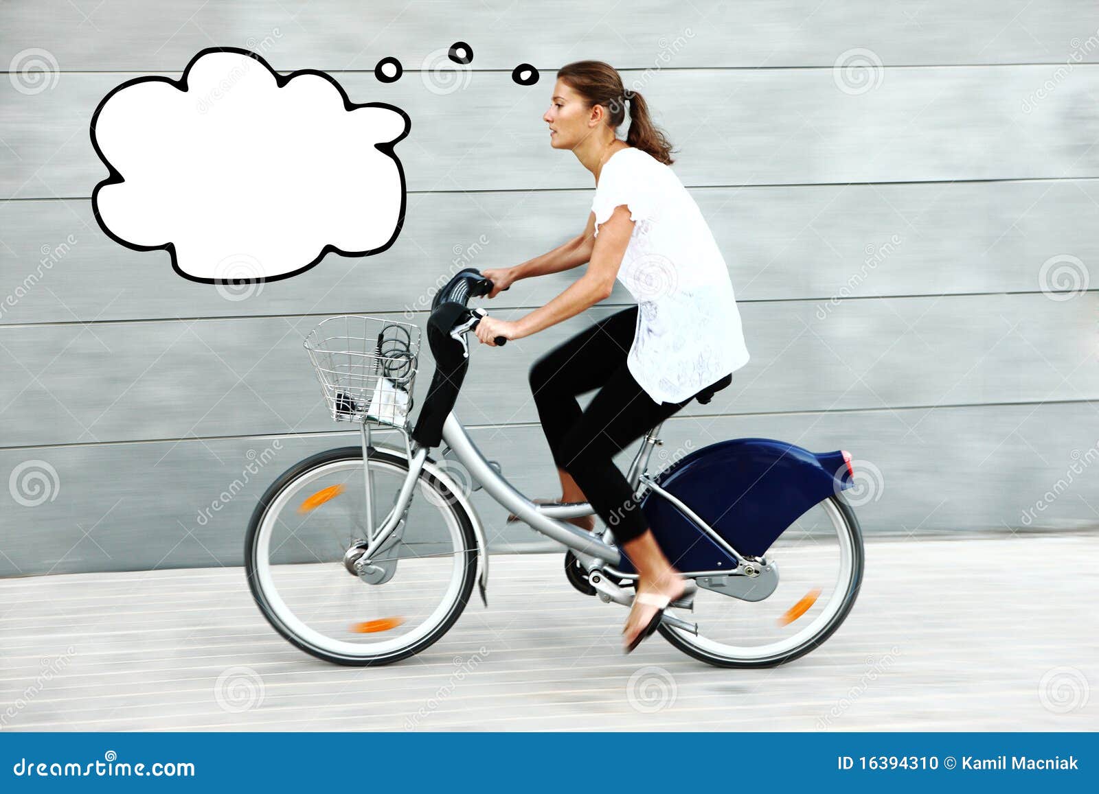 Young Woman on a Bike Thinking Stock Photo - Image of city, health ...