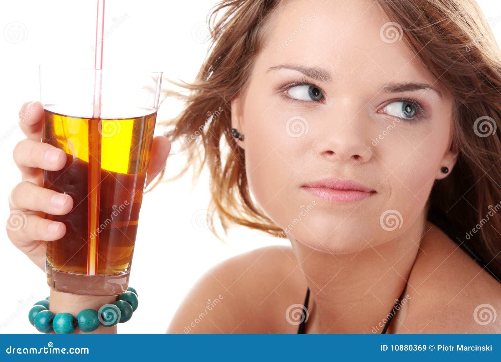 Young Woman in Bikini Drinking Ice Tea Stock Image - Image of food ...