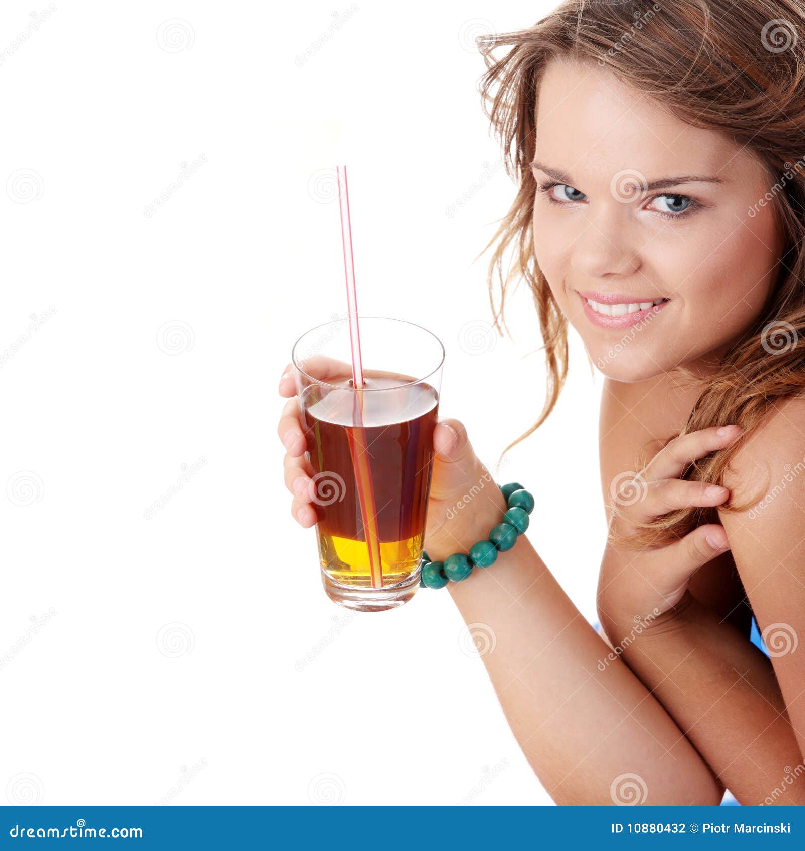 Young Woman in Bikini Drinking Ice Tea Stock Photo - Image of drink ...