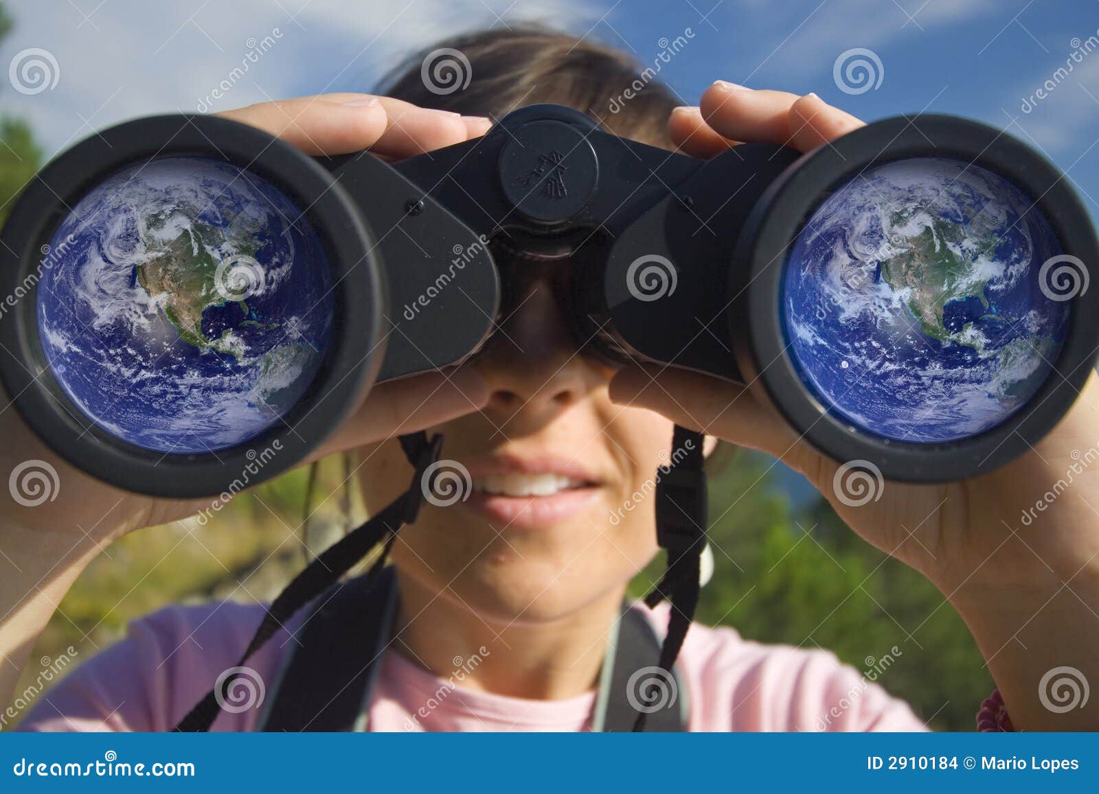Young Woman with Binoculars Stock Photo - Image of discover ...