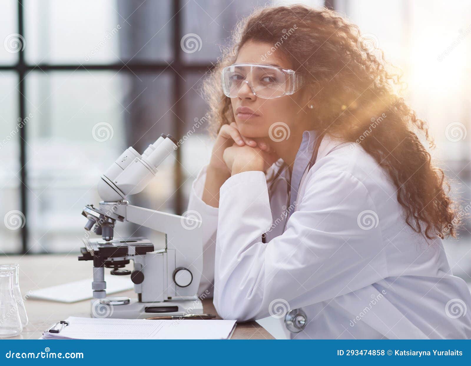 Young Woman in Biological Laboratory. Attractive Young Female Scientis Stock Photo - Image of ...