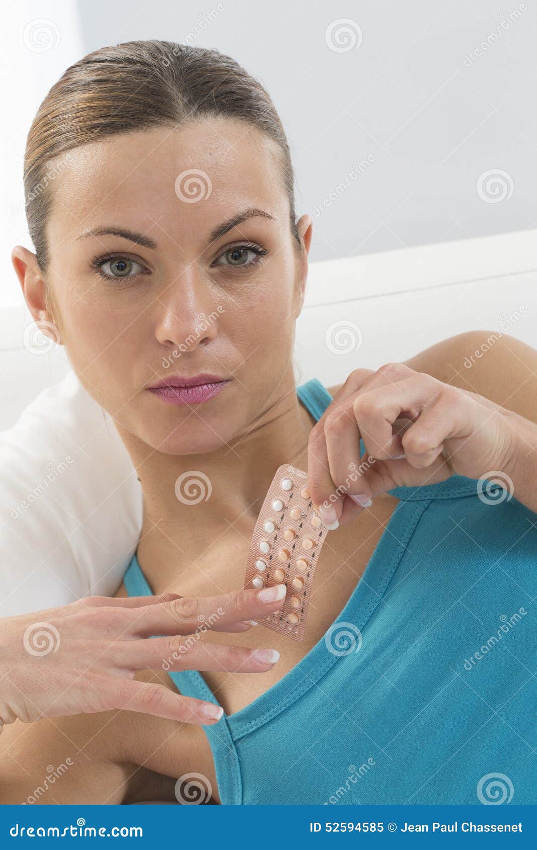 Young Woman with Birth Control Pills Stock Image - Image of human, hand ...