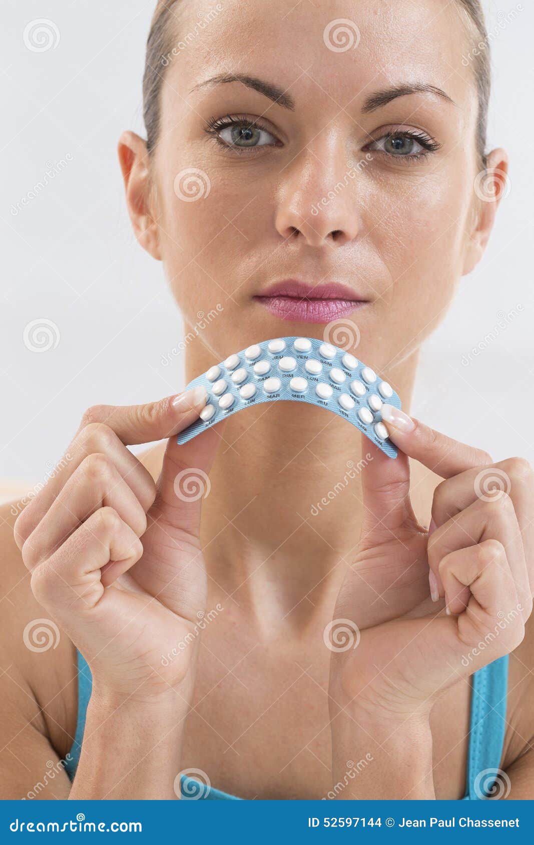 Young Woman with Birth Control Pills Stock Photo - Image of copy ...