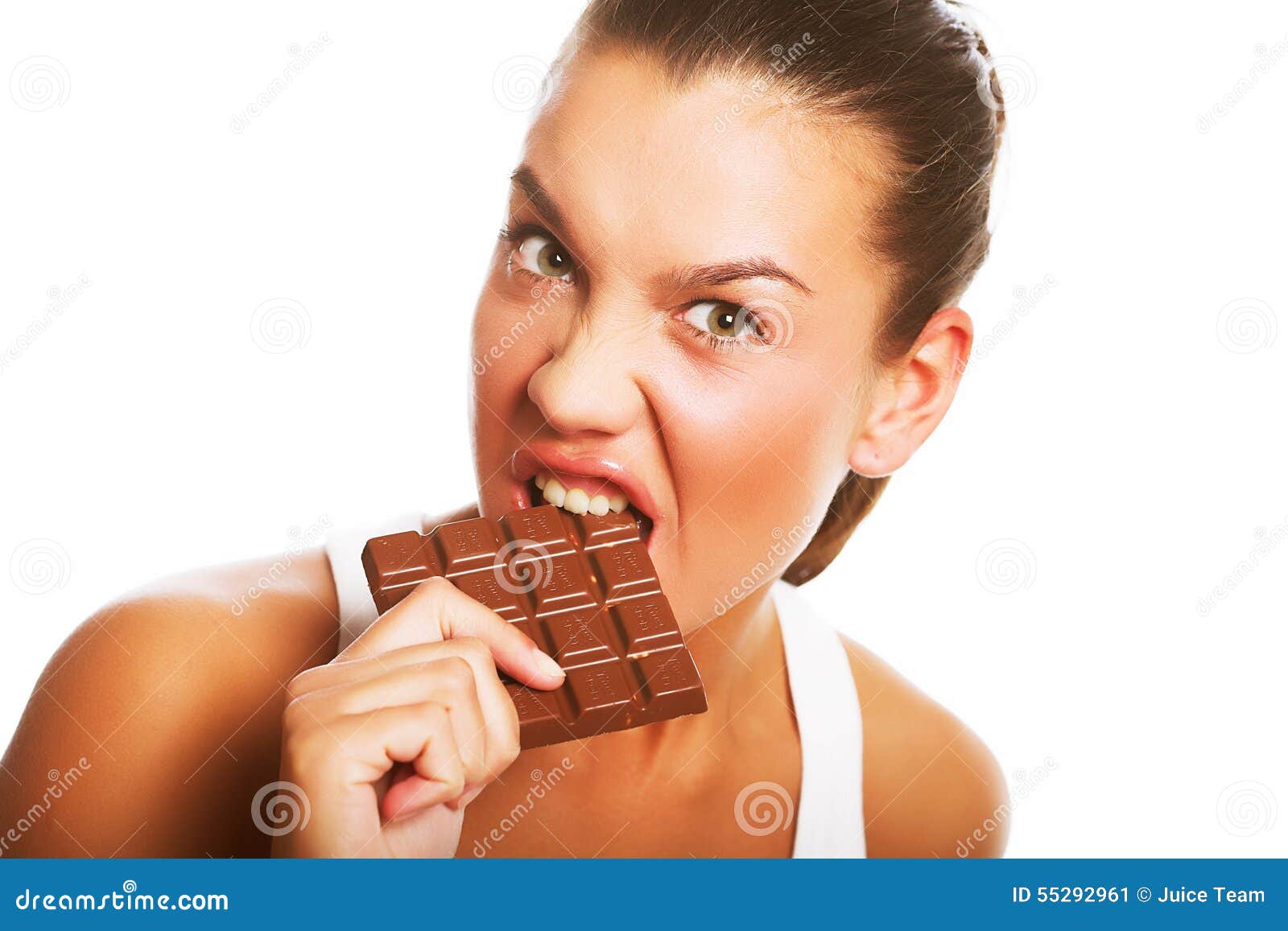Young Woman Biting Chocolate Stock Image - Image of food, female: 55292961