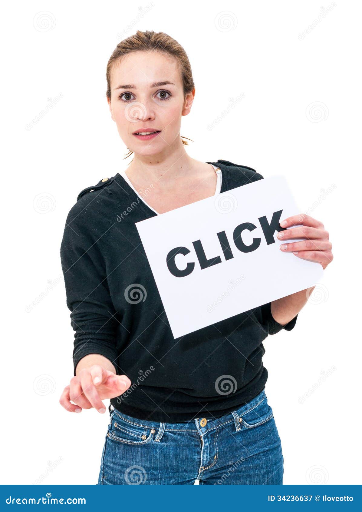 Young Woman with Board Click Stock Image - Image of girl, card: 34236637