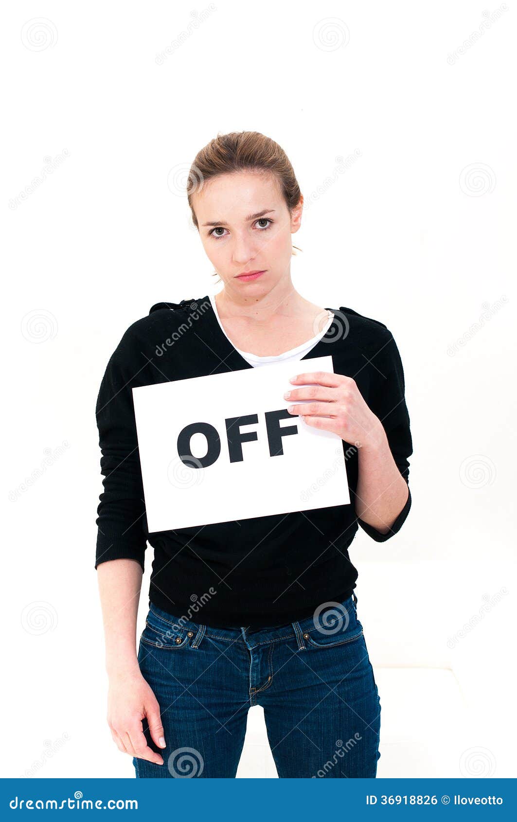 Young woman with board OFF stock photo. Image of good - 36918826